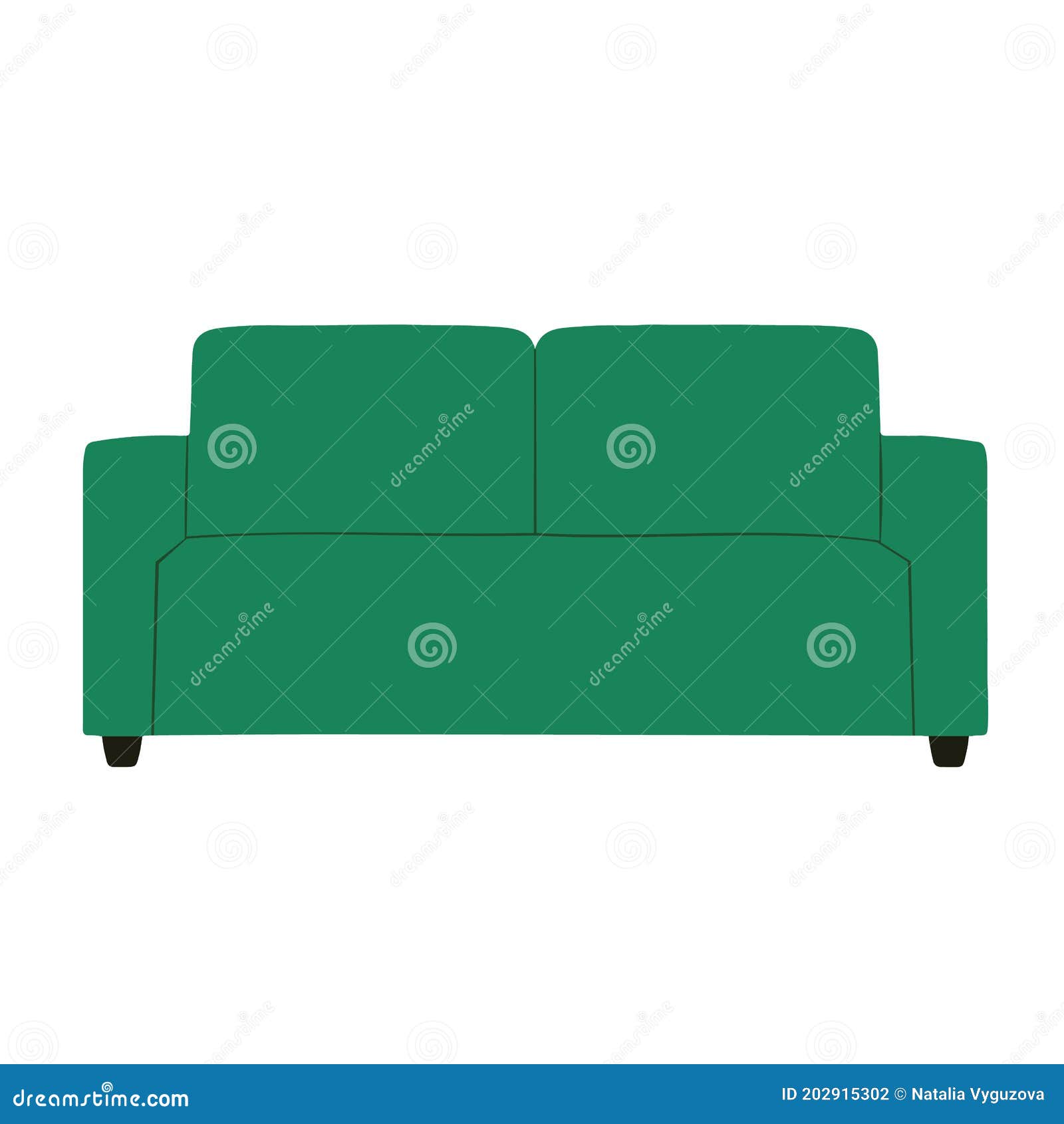 The Sofa is Comfortable and Soft Green Color. Stock Vector ...