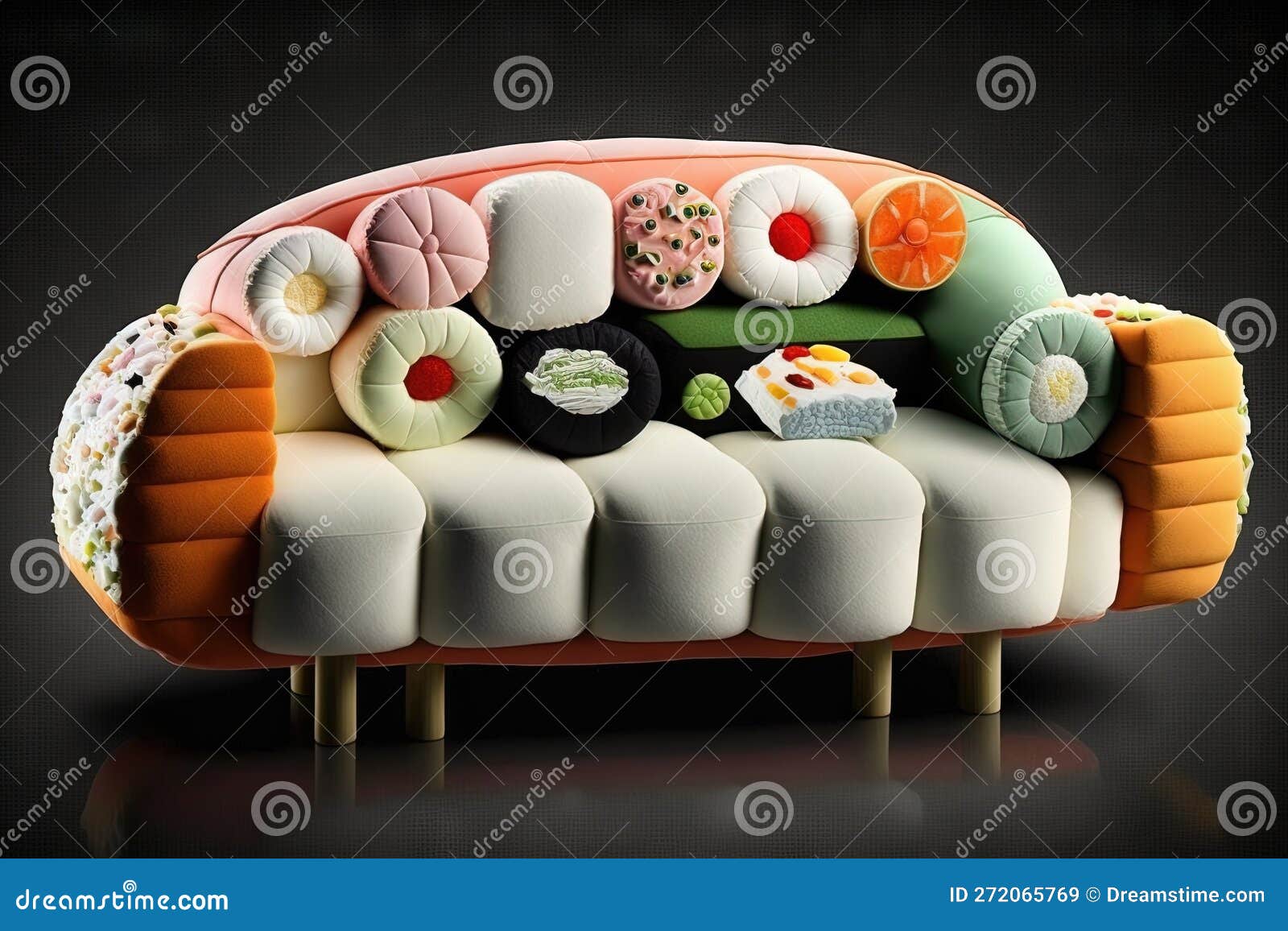 Sofa Couch Made Out of Rolls and Sushi Illustration Generative Ai Stock ...