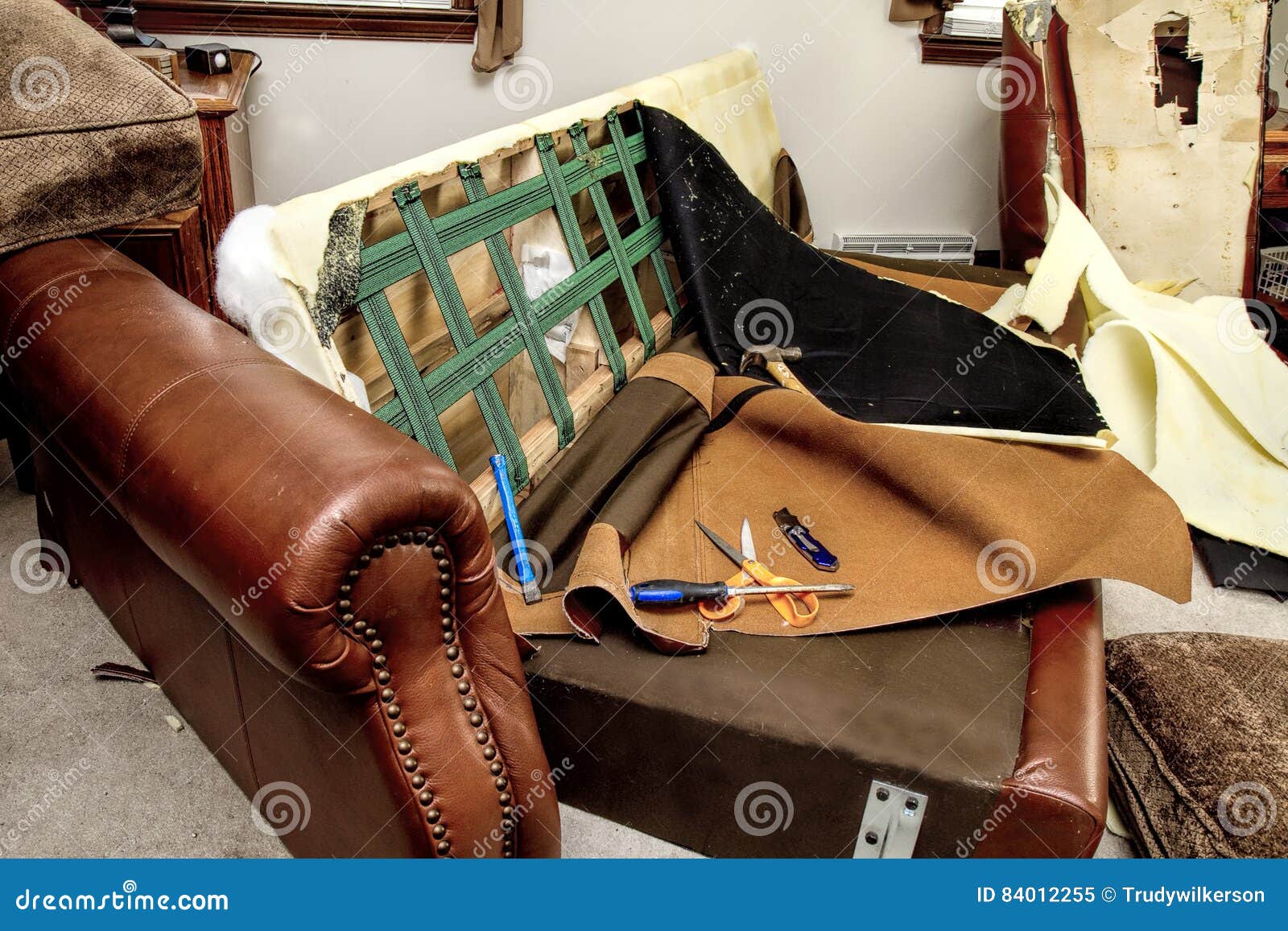 Sofa Destruction - Restoration - Tools Stock Image - Image of broken ...