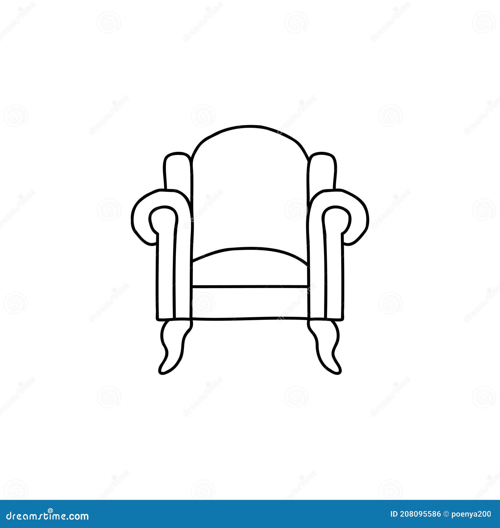 Sofa Doodle Sketch Style Icon. Isolated on White Background Simple Ink ...