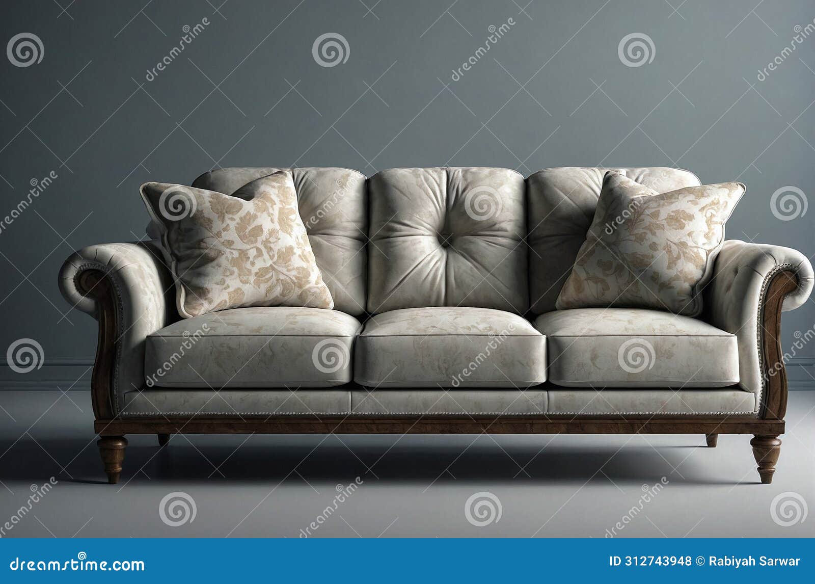 Sofa Front View. 3D Rendering Icon For Interior Floorplans. Concept ...