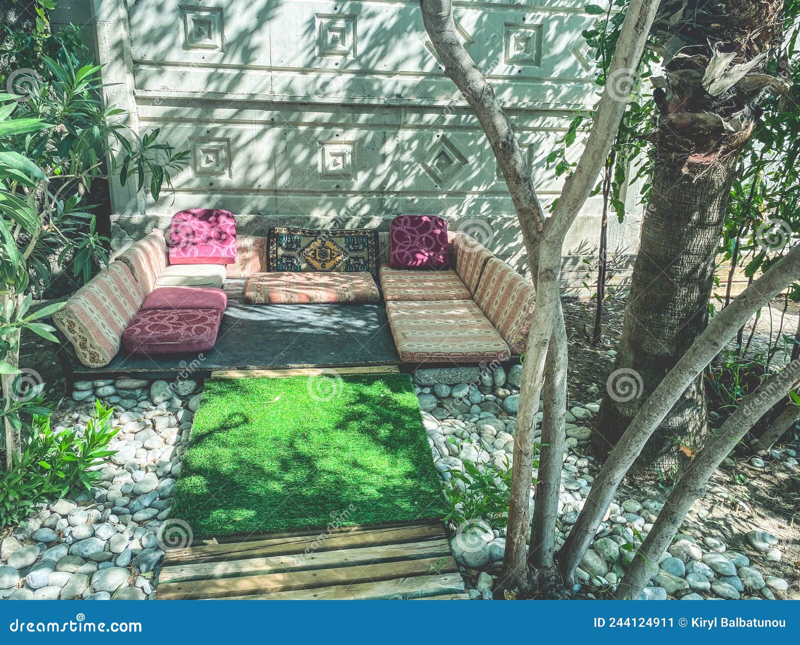 Sofa on the Ground in Nature in the Garden Stock Image - Image of ...