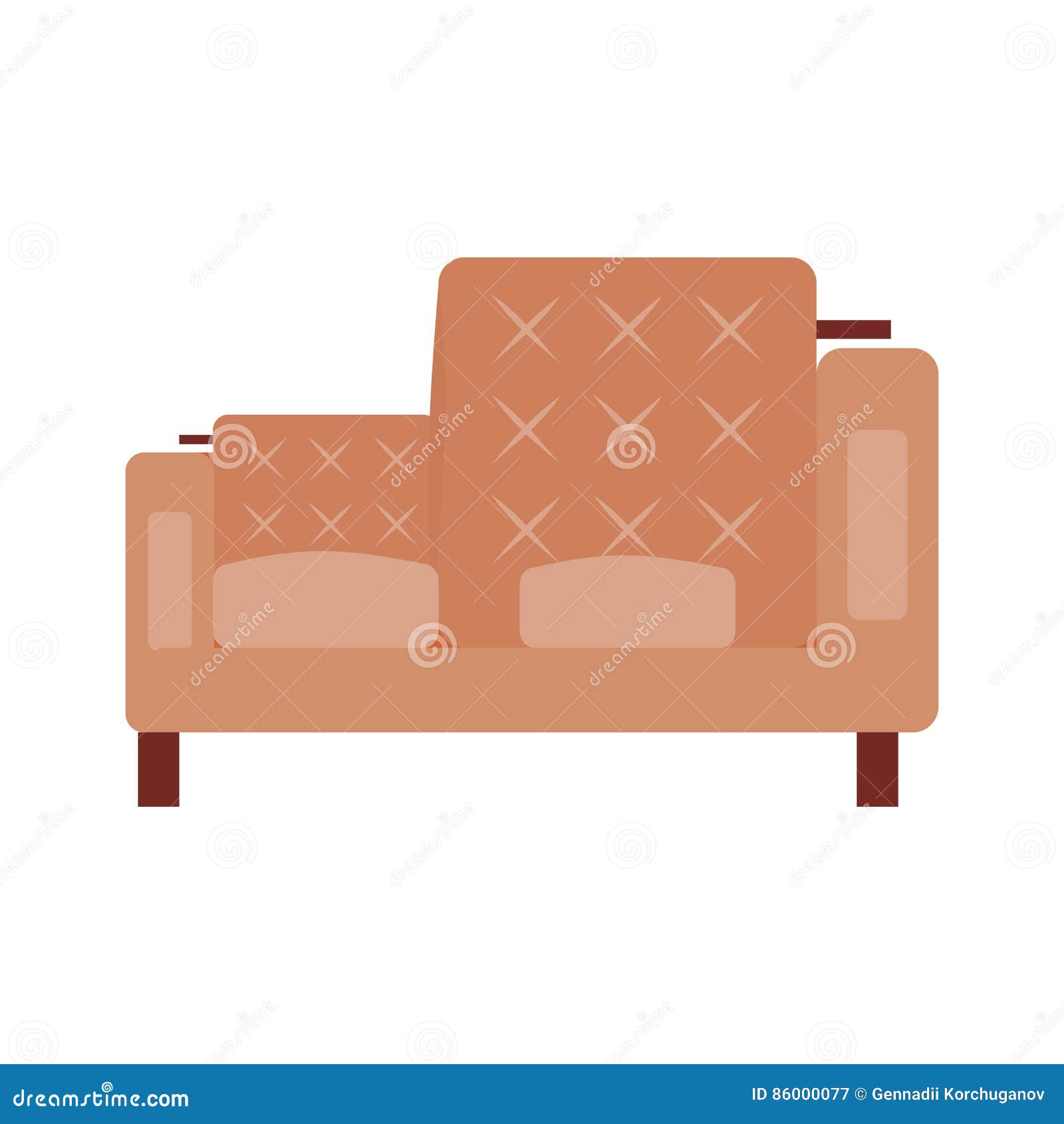 Sofa Icon in Flat and Cartoon Style Stock Vector - Illustration of ...