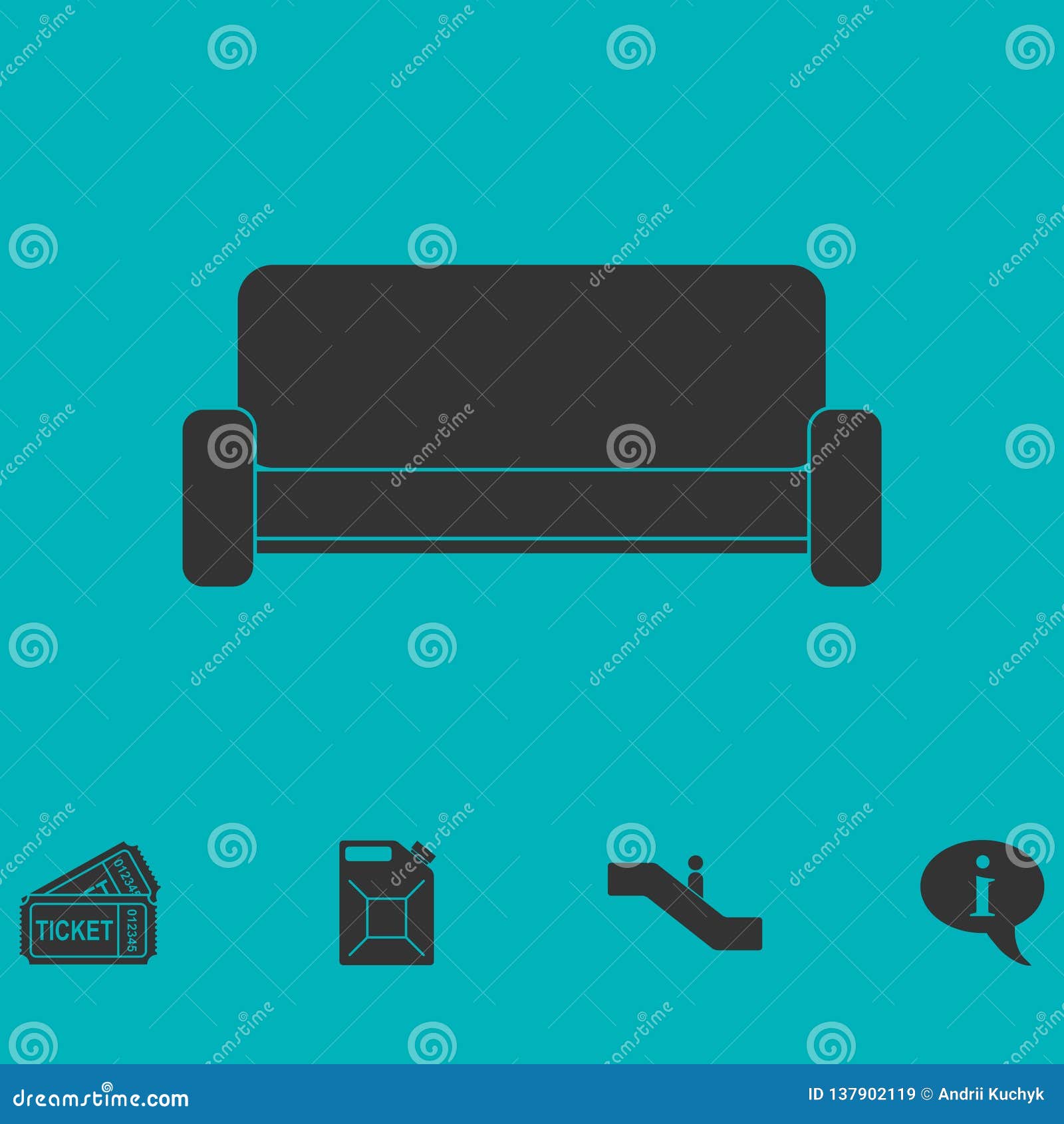 Sofa icon flat stock vector. Illustration of design - 137902119