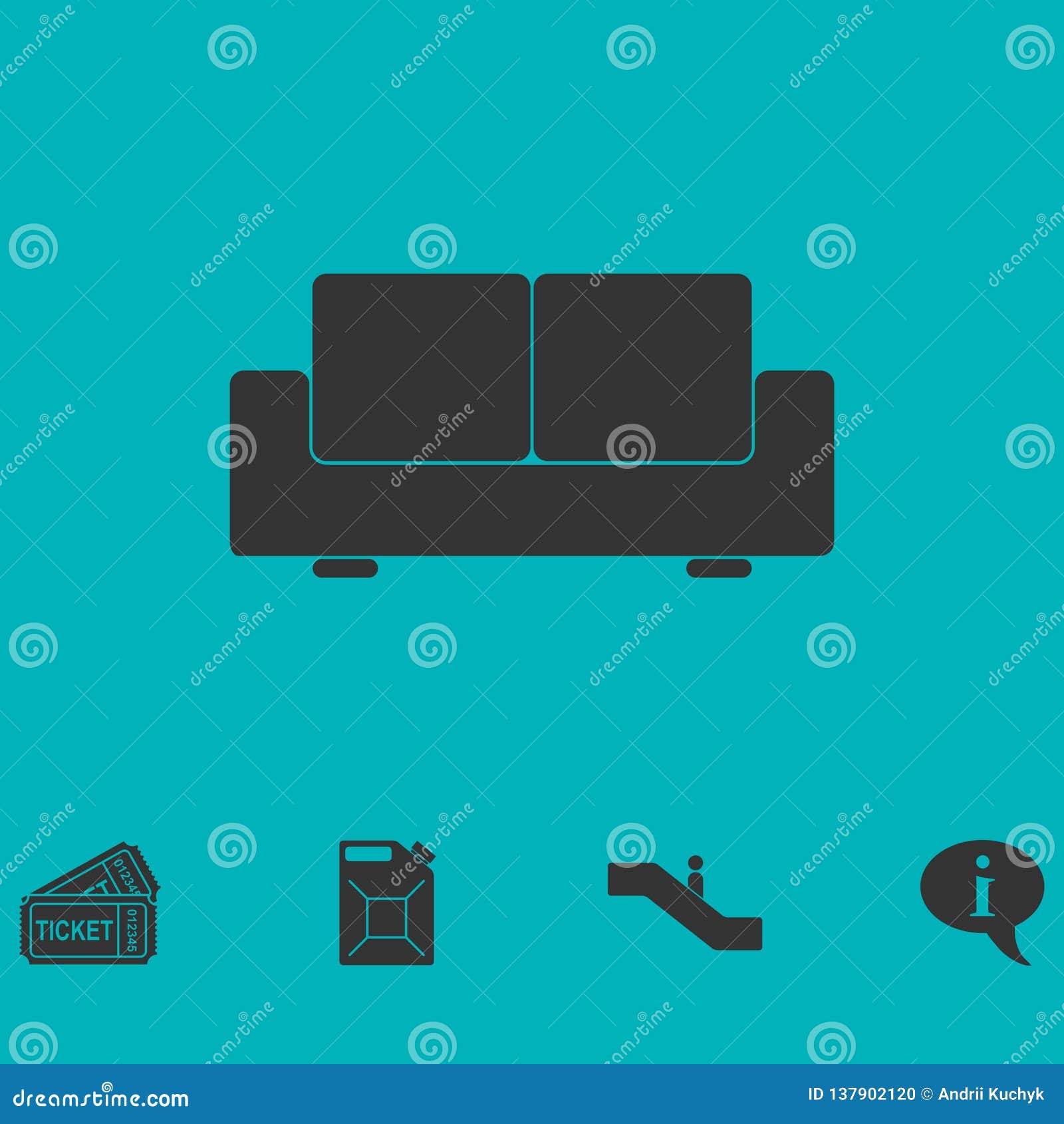 Sofa icon flat stock vector. Illustration of graphic - 137902120