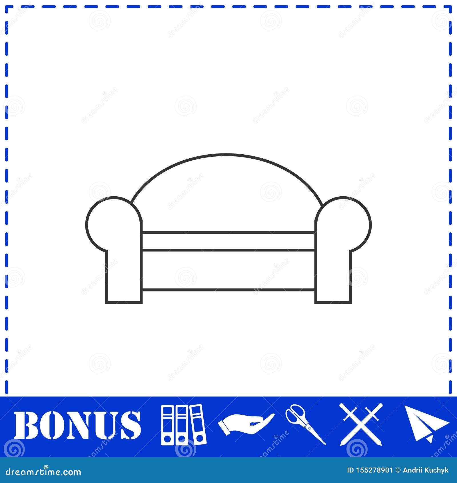 Sofa icon flat stock vector. Illustration of logo, living - 155278901