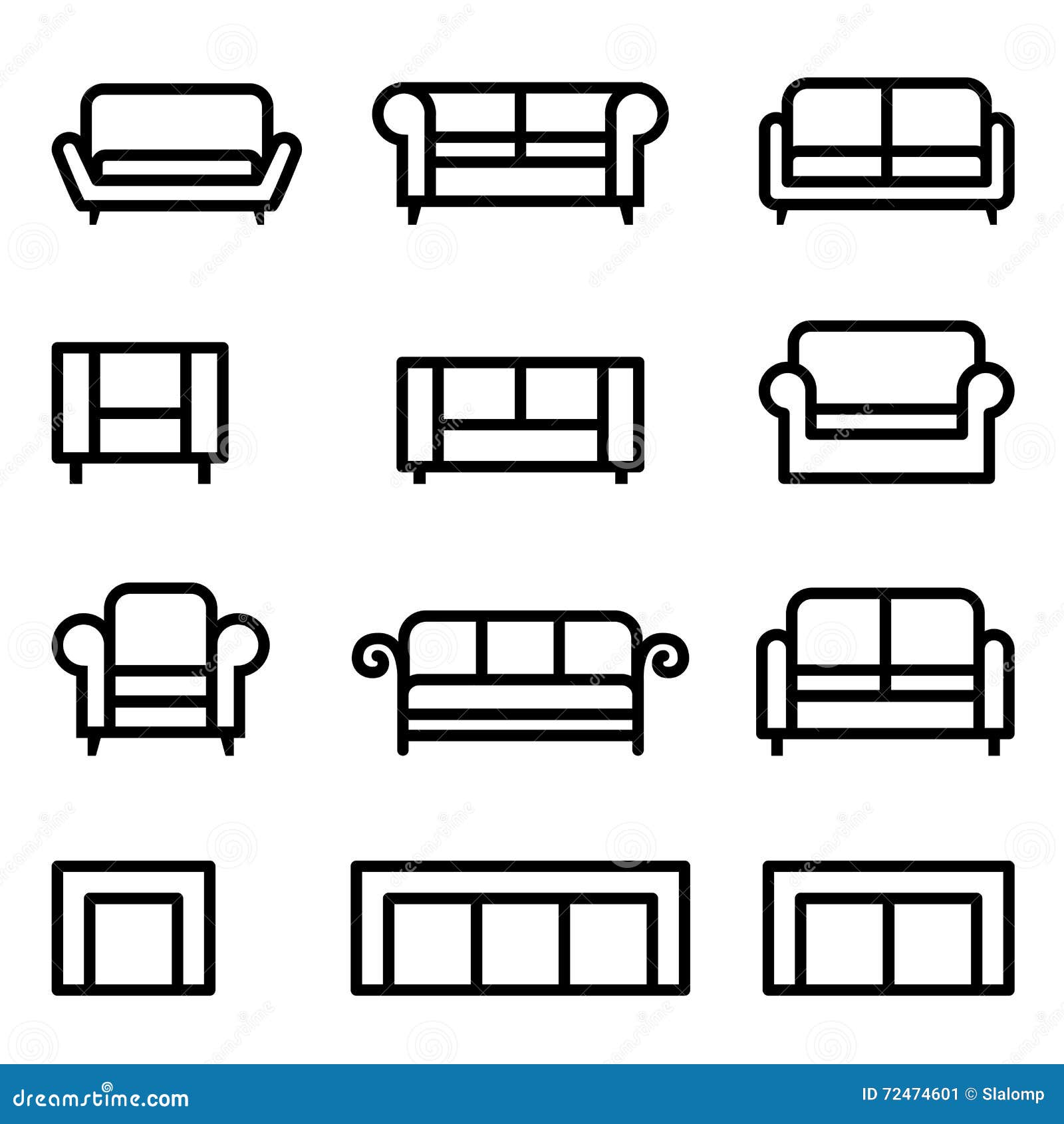 Sofa Icon Set illustration stock. Illustration du divan - 72474601
