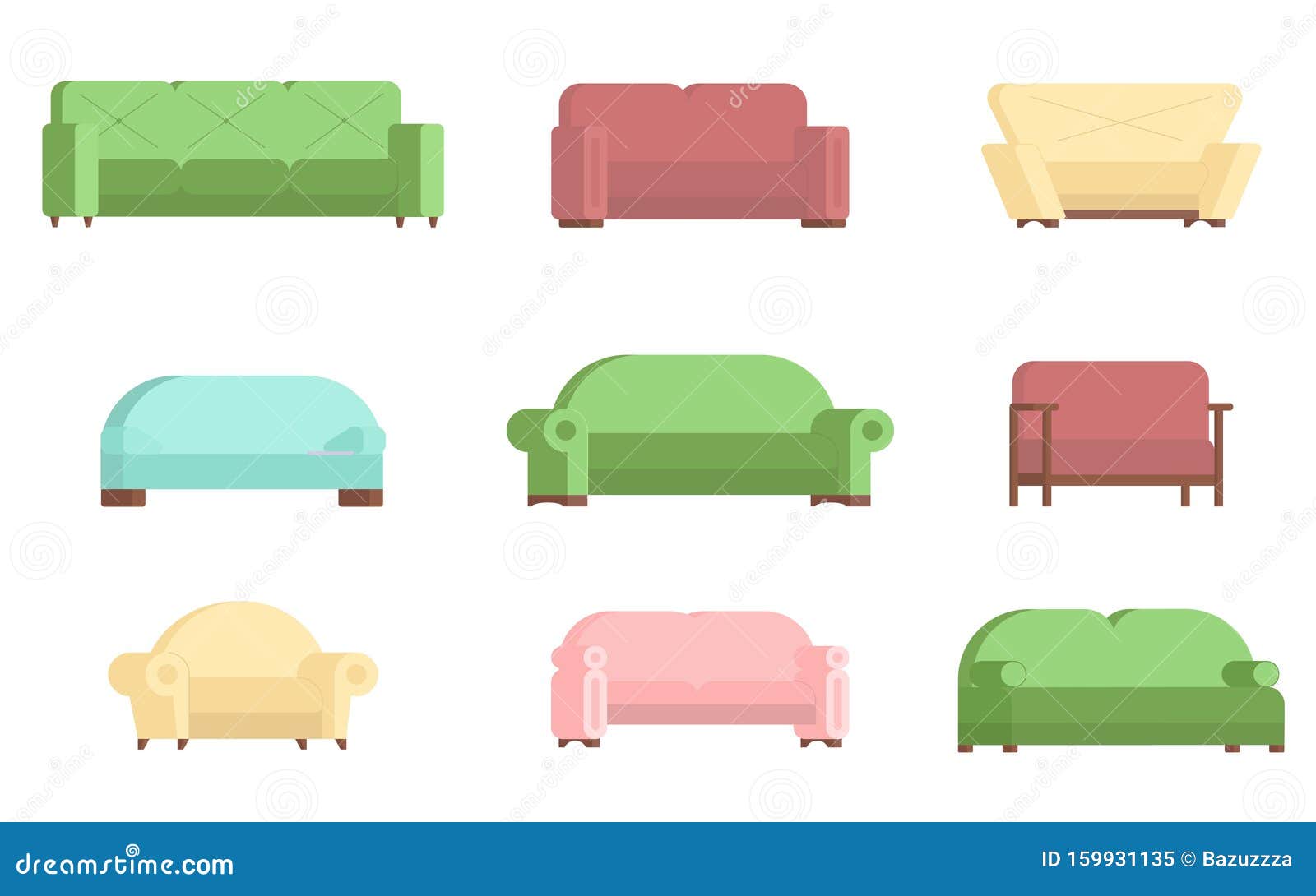 Sofa Icon On White Background. Modern Luxury Sofas. Flat Style. Couches ...