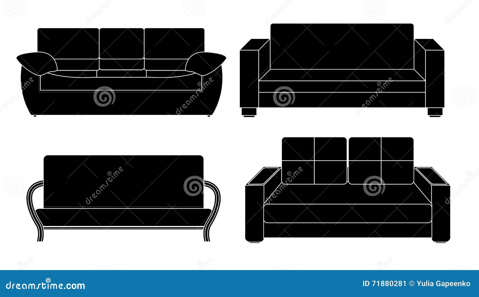 Sofa Icon On White Background. Modern Luxury Sofas. Flat Style. Couches ...