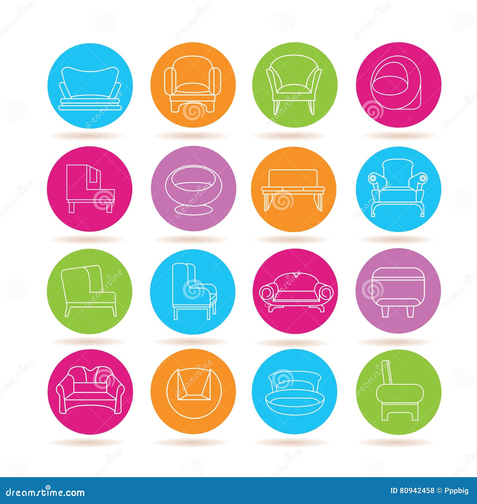 Sofa Icons illustrazione di stock. Illustrazione di vivere - 80942458