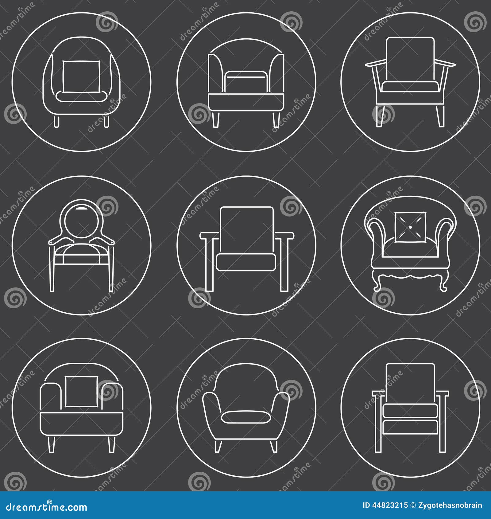 Sofa Icons Simple Linear. Interior Furniture Icons Cartoon Vector ...