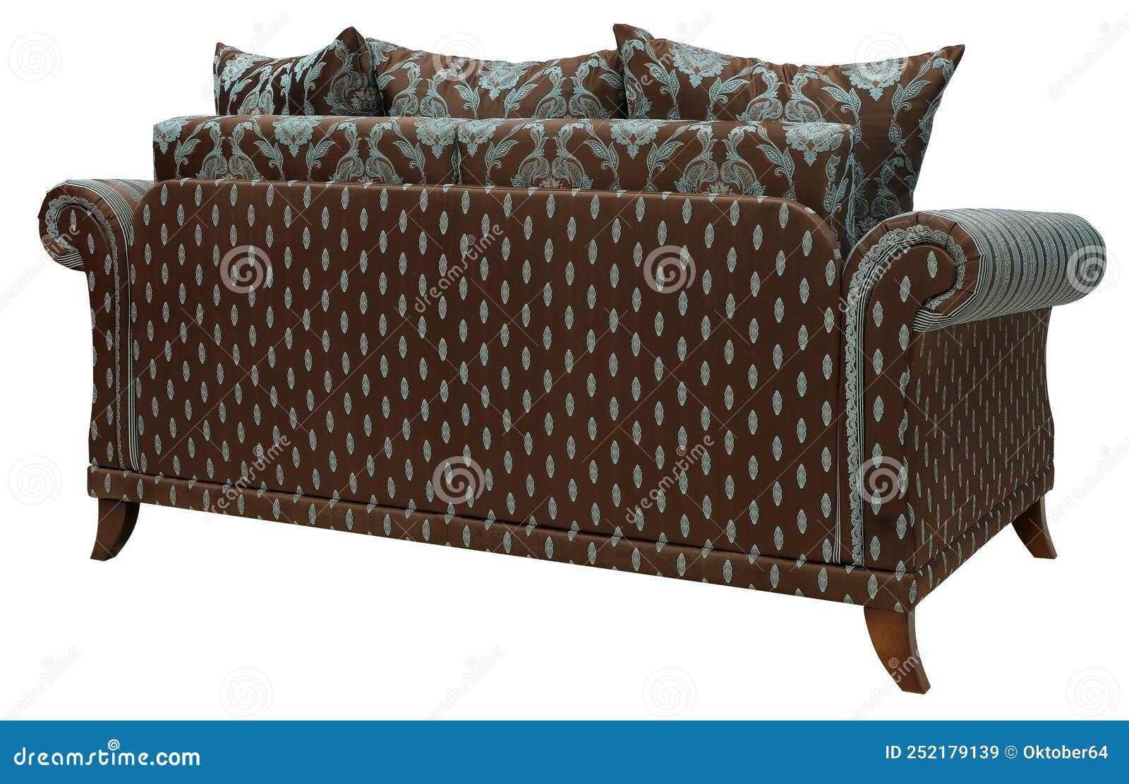 Sofa Isolated on White Background. Back View. Chocolate Sofa Stock ...