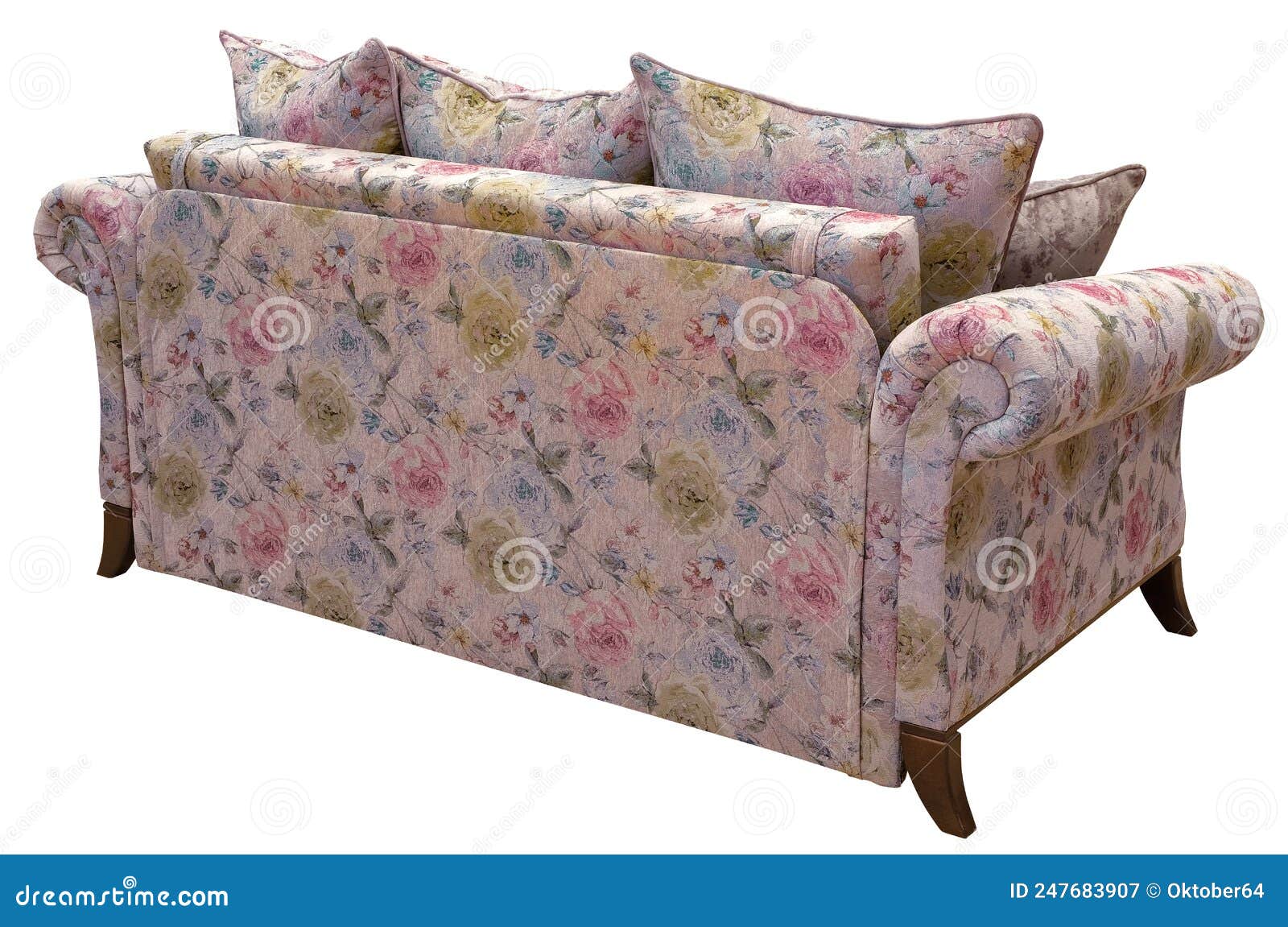 Sofa Isolated on White Background. Back View Stock Image - Image of ...