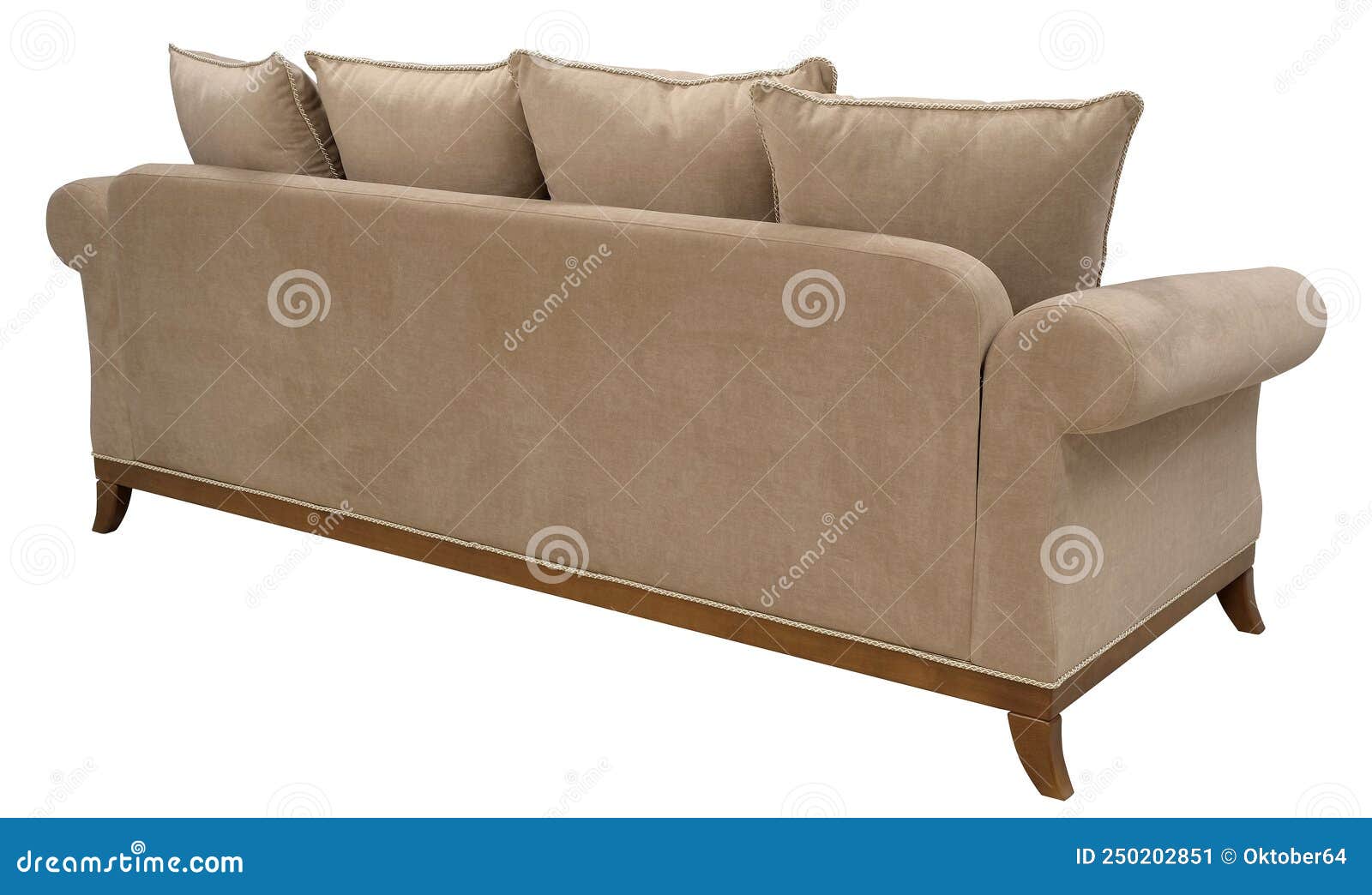 Sofa Isolated on White Background. Back View Stock Image - Image of ...