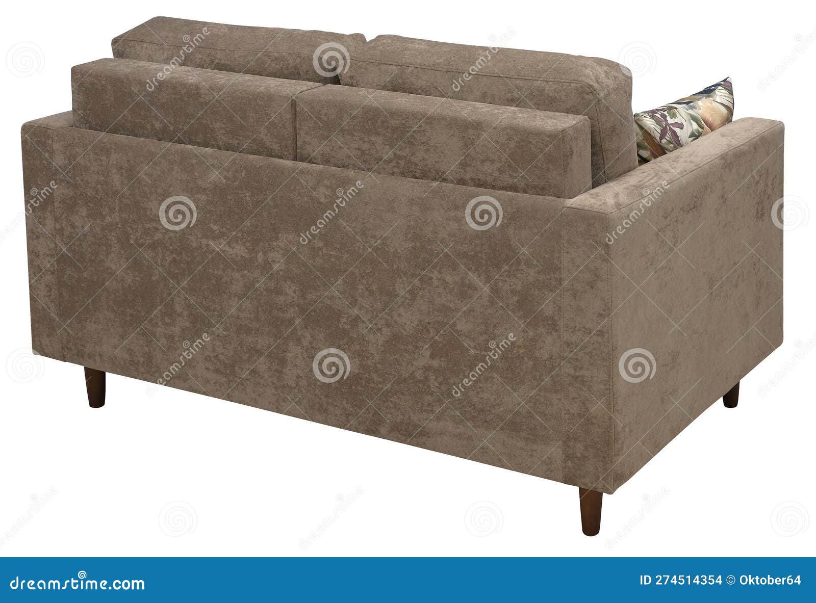 Sofa Isolated on White Background. Back View Stock Photo - Image of ...