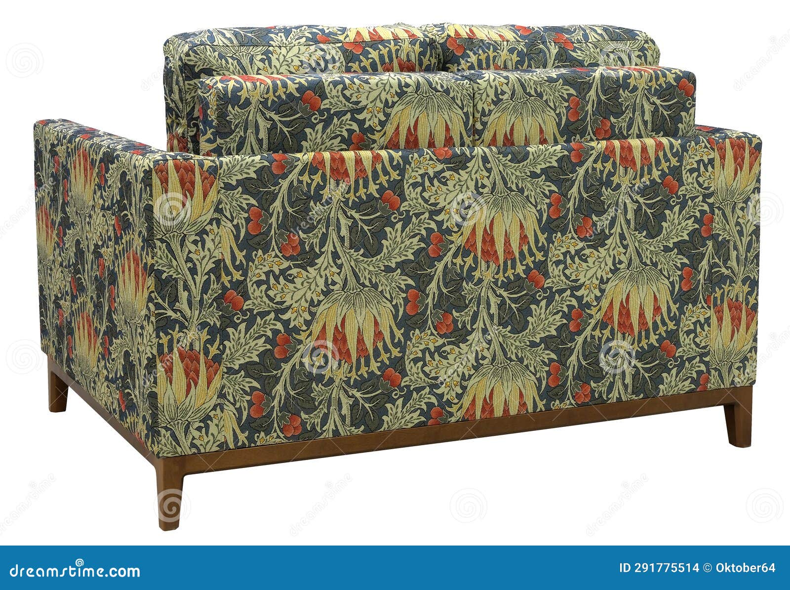 Sofa Isolated on White Background. Back View Stock Photo - Image of ...