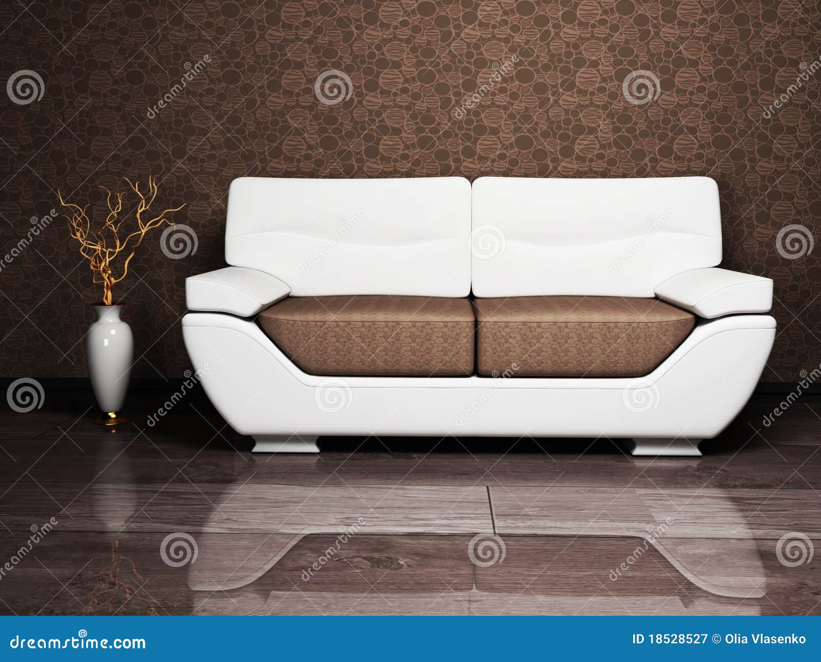 A sofa and a nice vase stock illustration. Illustration of room - 18528527