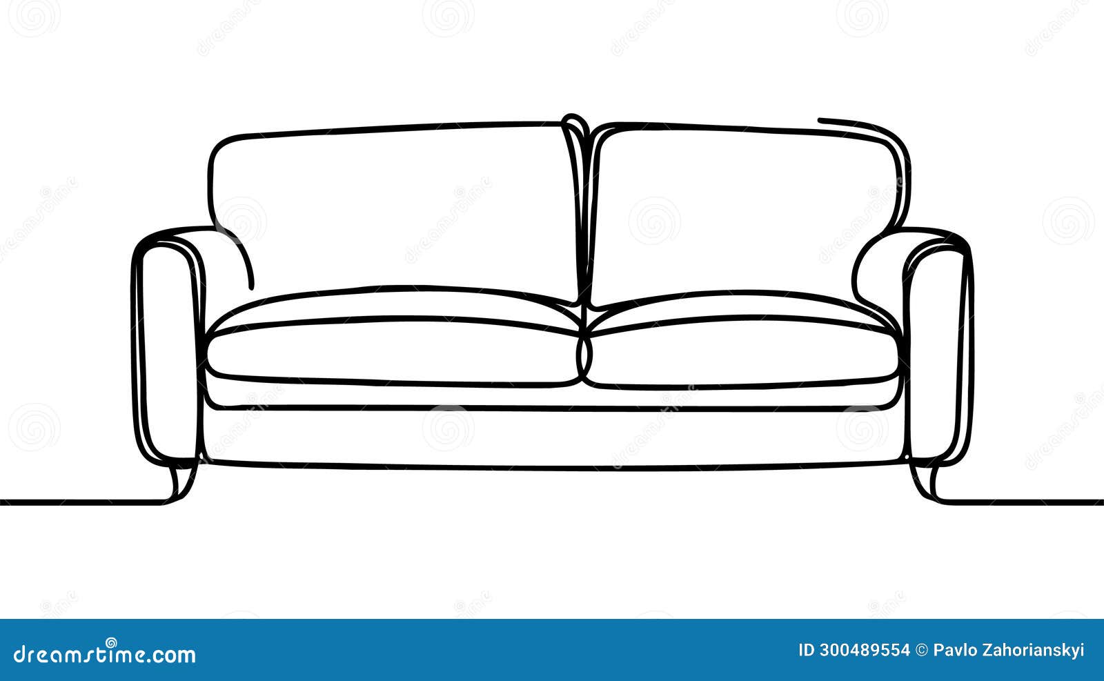 Sofa in One Continuous Line Drawing. Interior with Couch in Simple ...