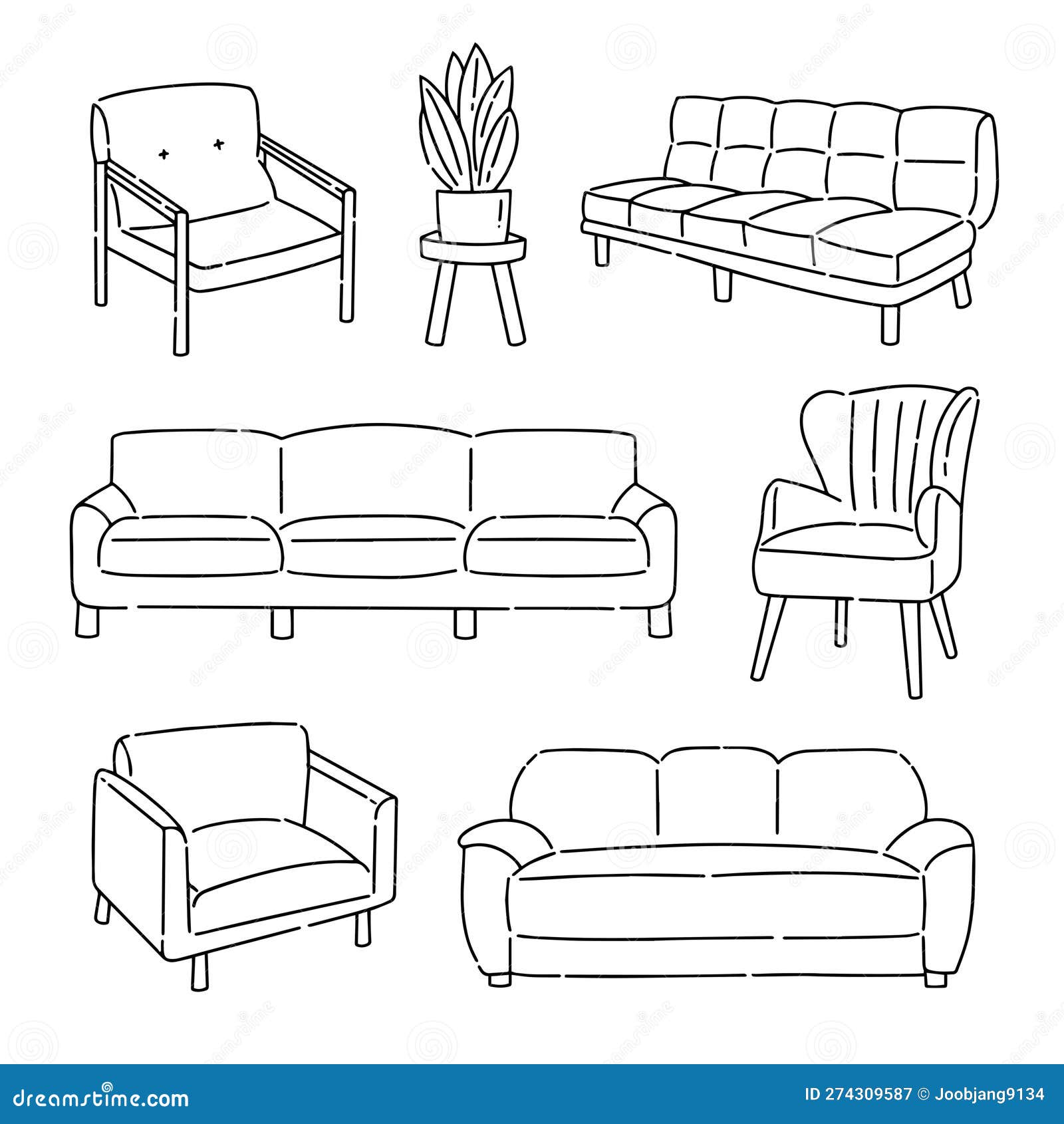 Sofa Outline Icon. Couch Silhouette. Furniture For Living Room. Vector ...