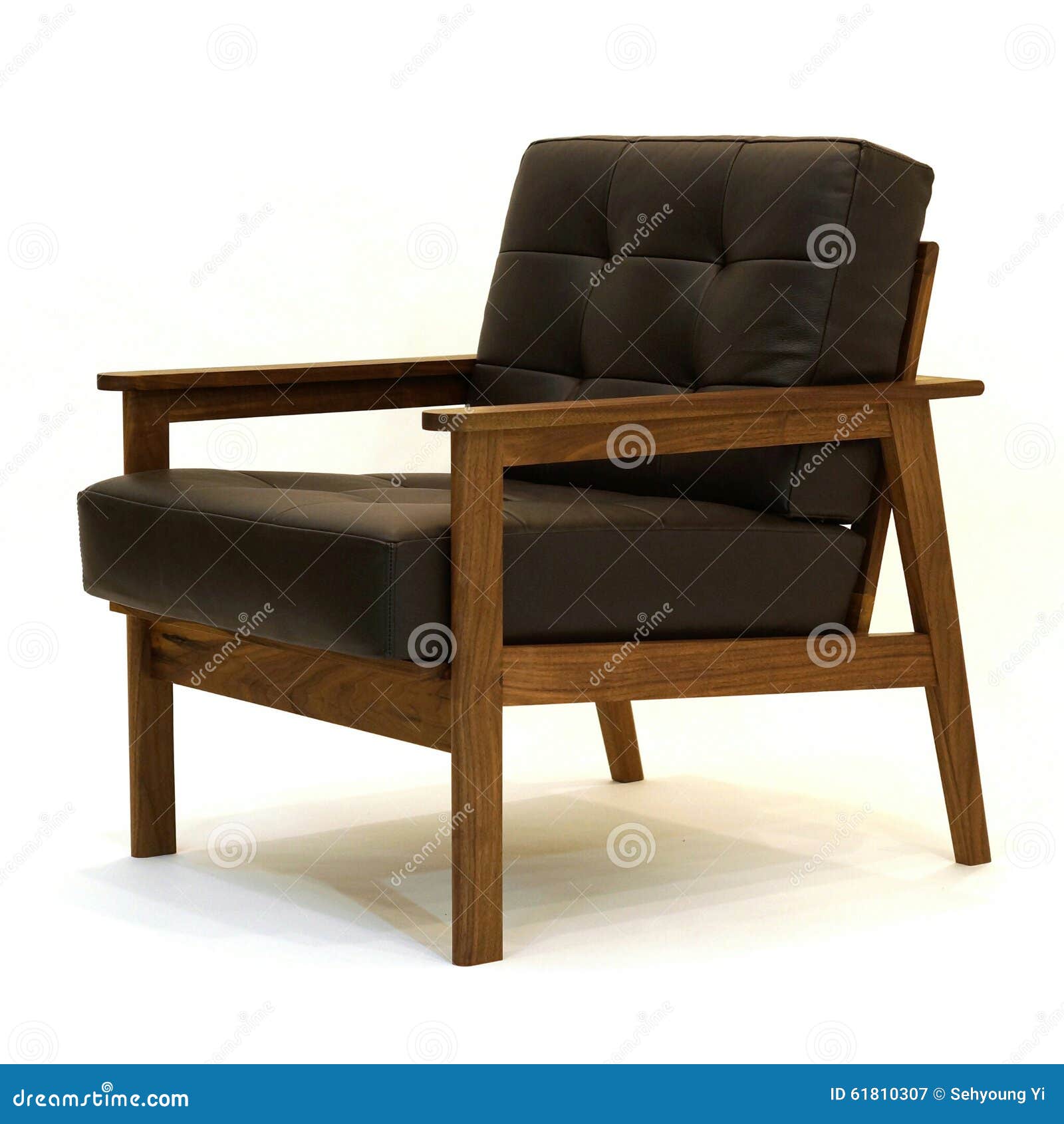 Sofa for 1 person stock image. Image of walnut, cowhide - 61810307