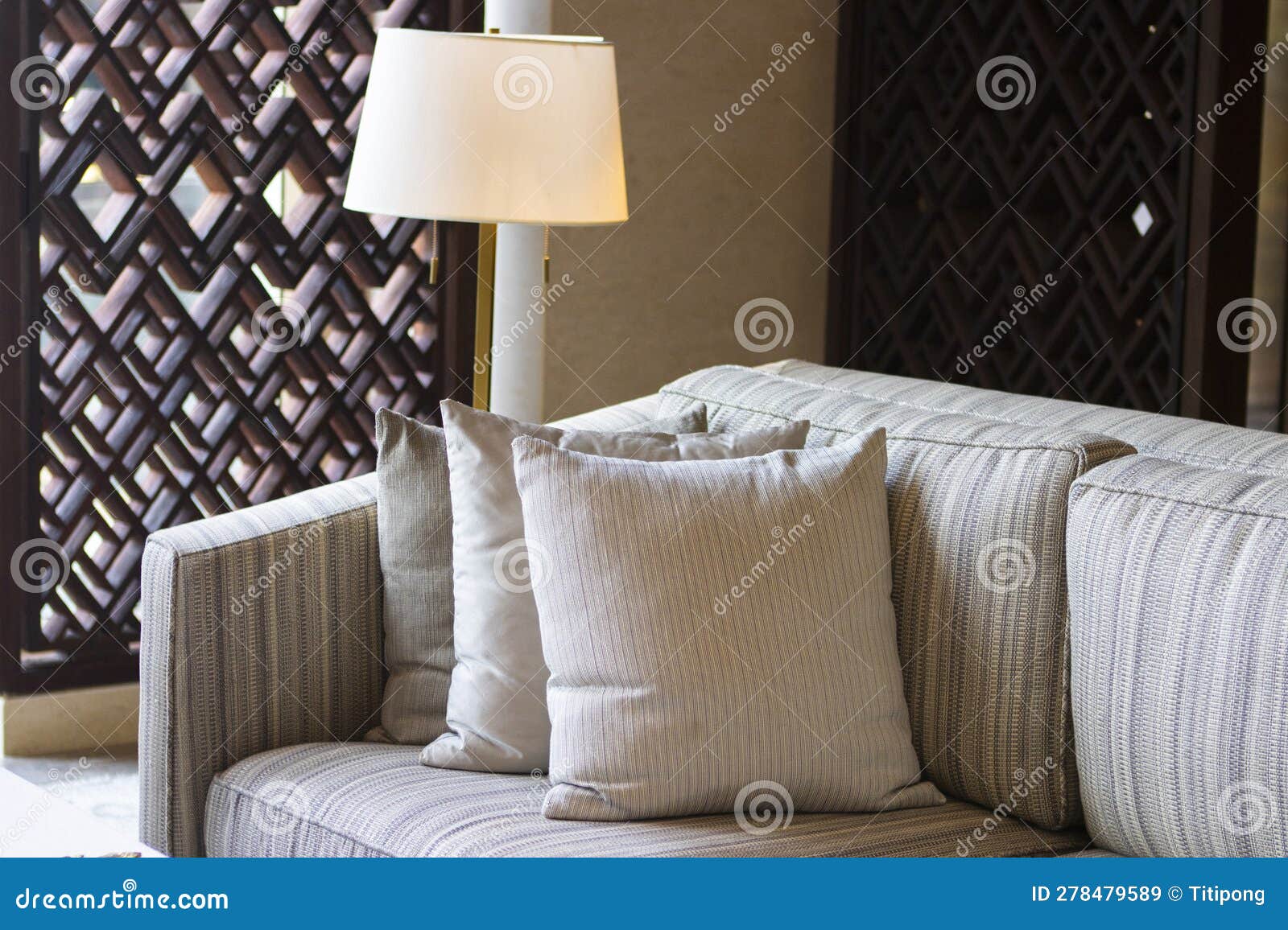 Sofa with Pillows To Lean Back for Relaxation Stock Image - Image of ...