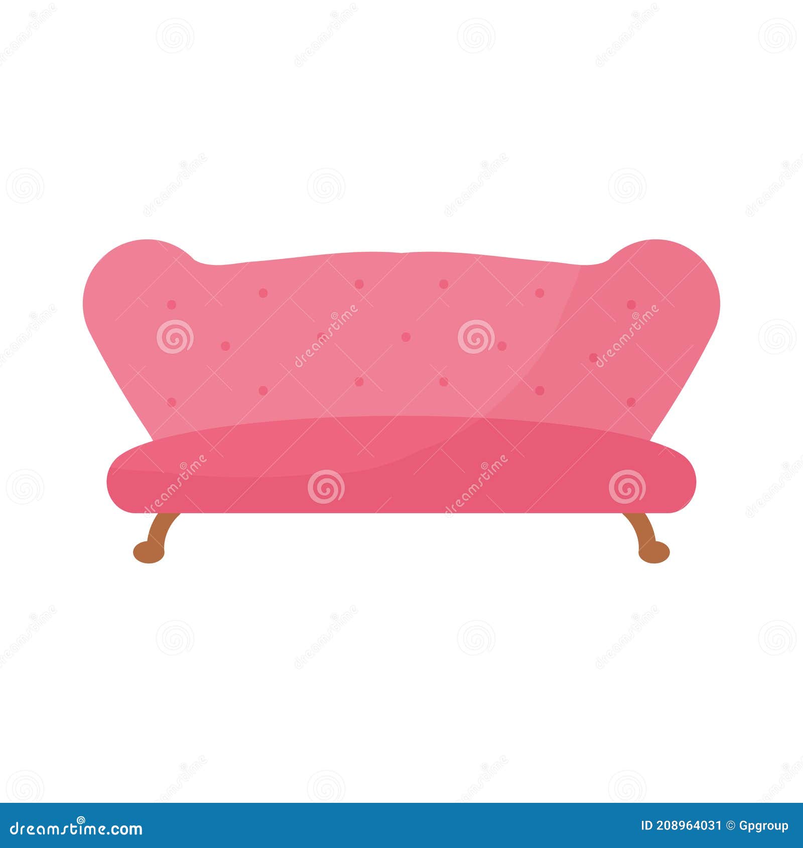 Sofa with a pink color stock vector. Illustration of draw - 208964031
