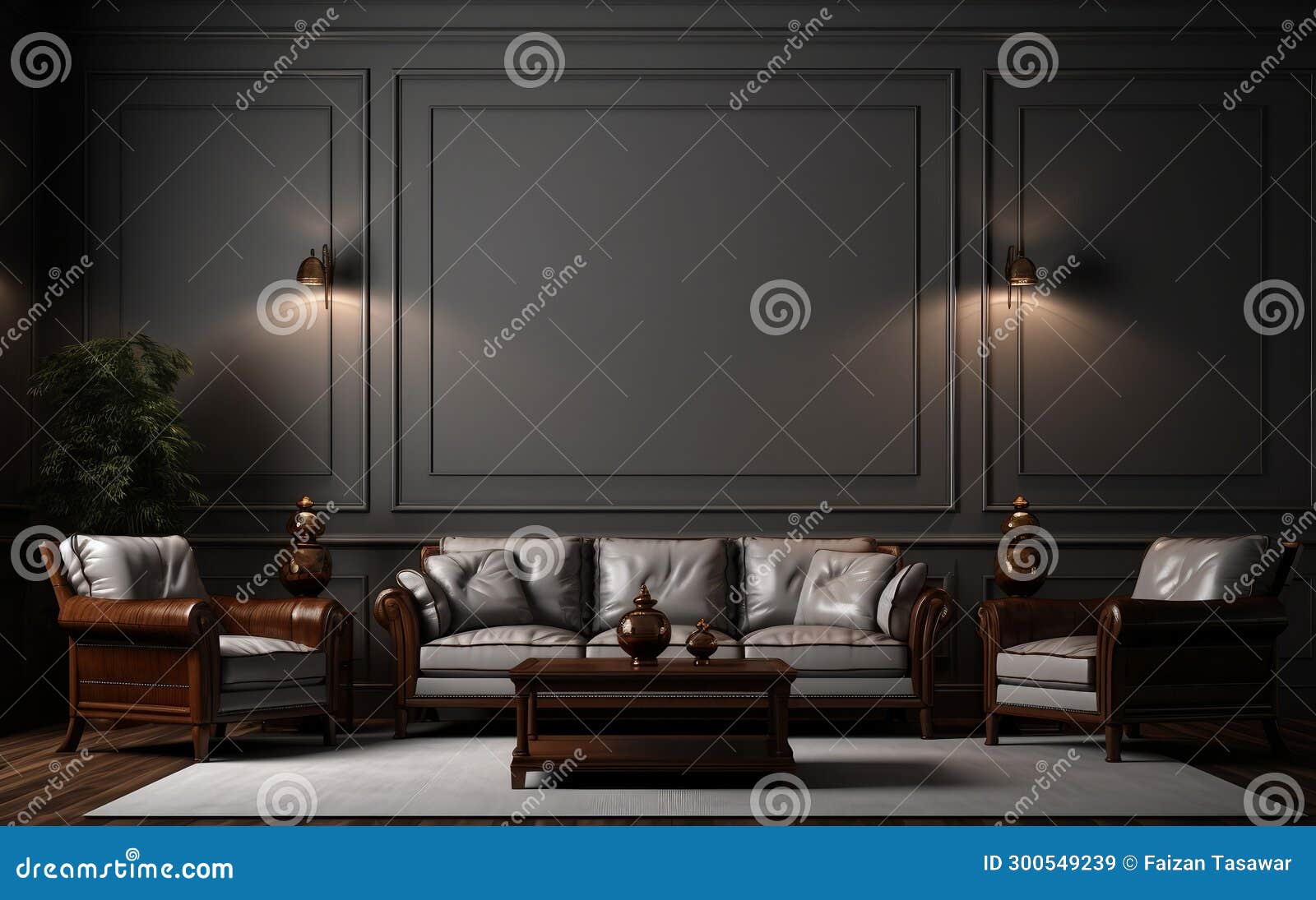 Sofa Scene on the Theater Room Wall Stock Illustration - Illustration ...