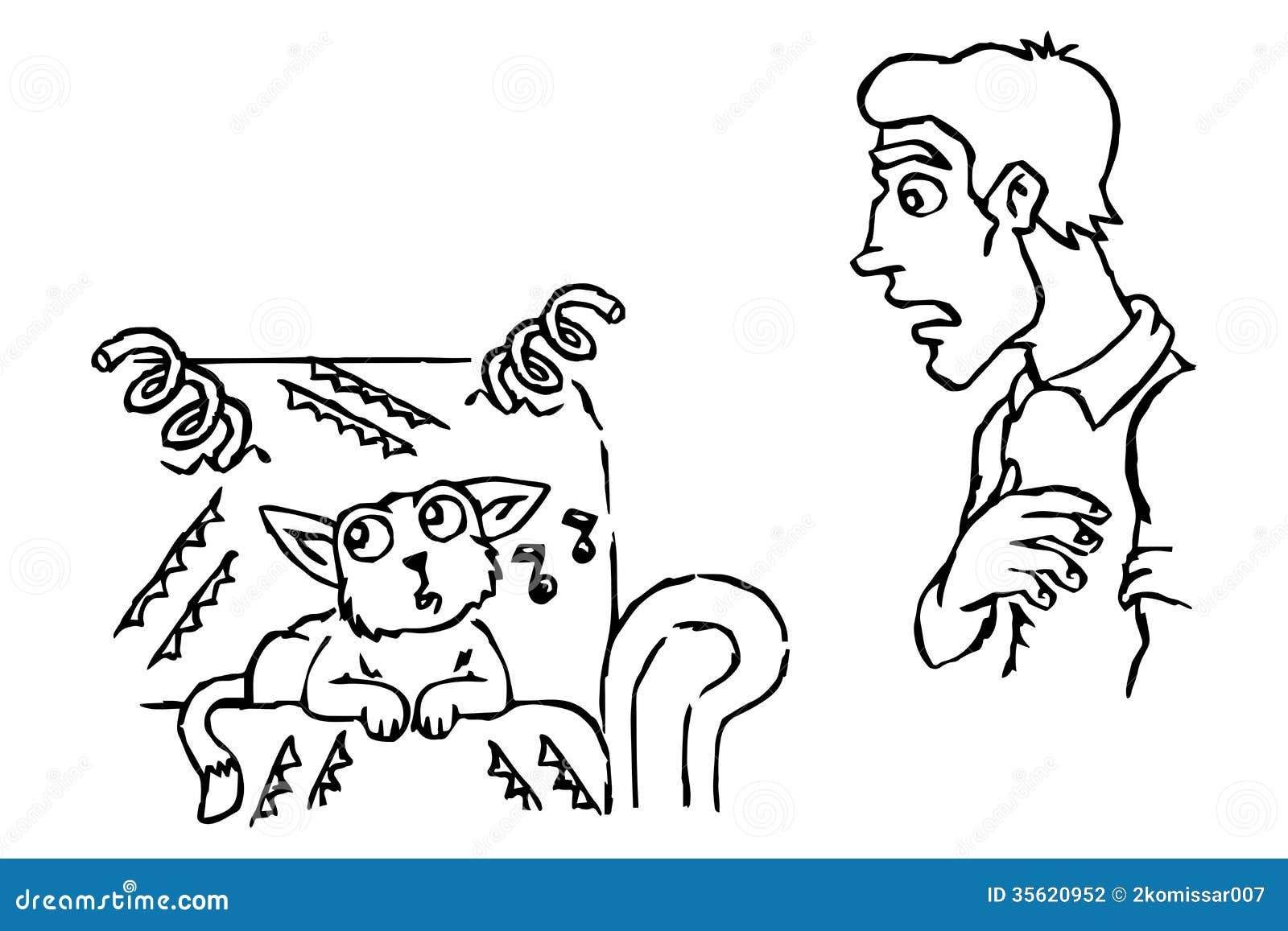 Sofa scratched by cat. stock vector. Illustration of painting - 35620952