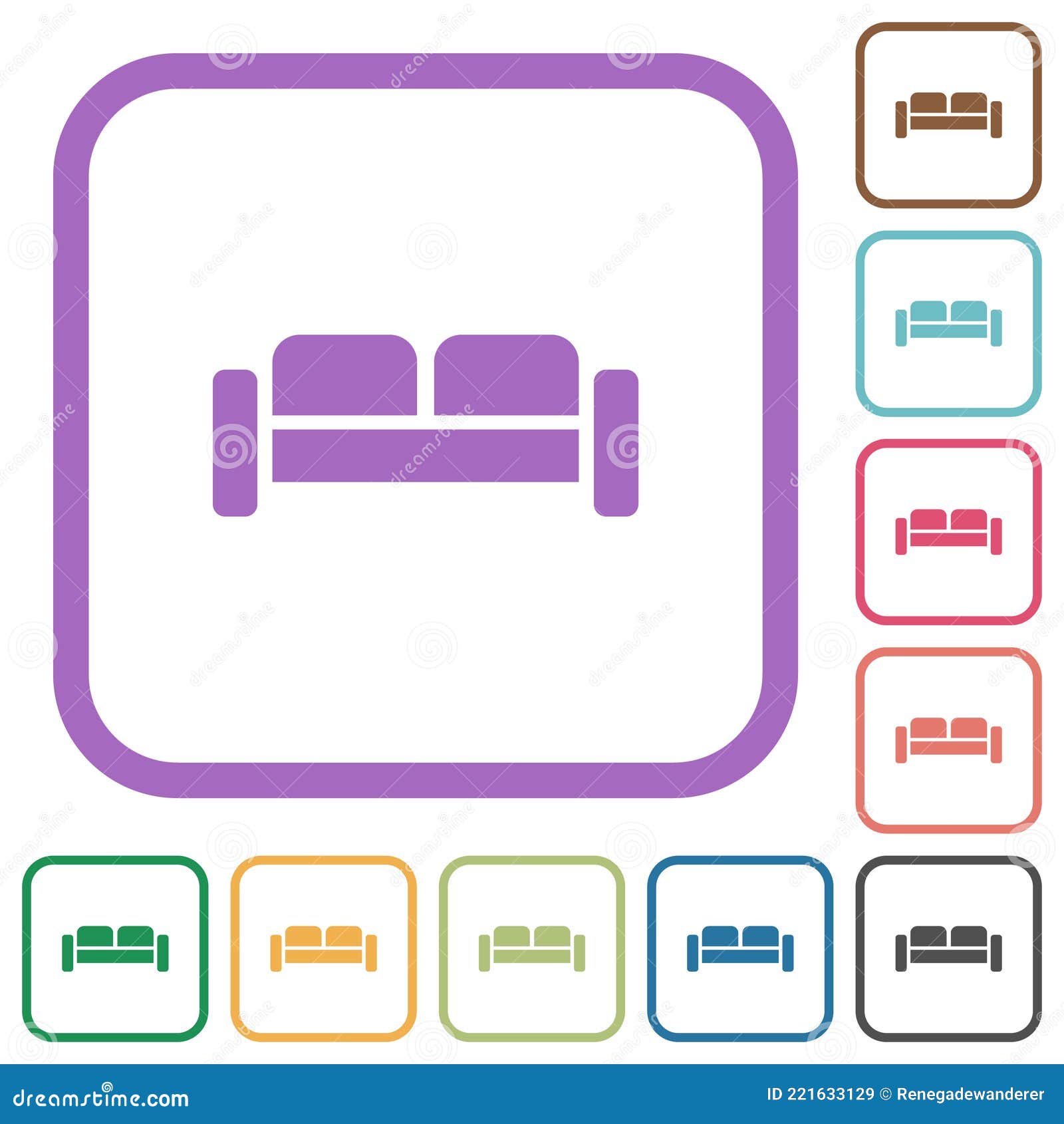 Sofa simple icons stock vector. Illustration of couch - 221633129