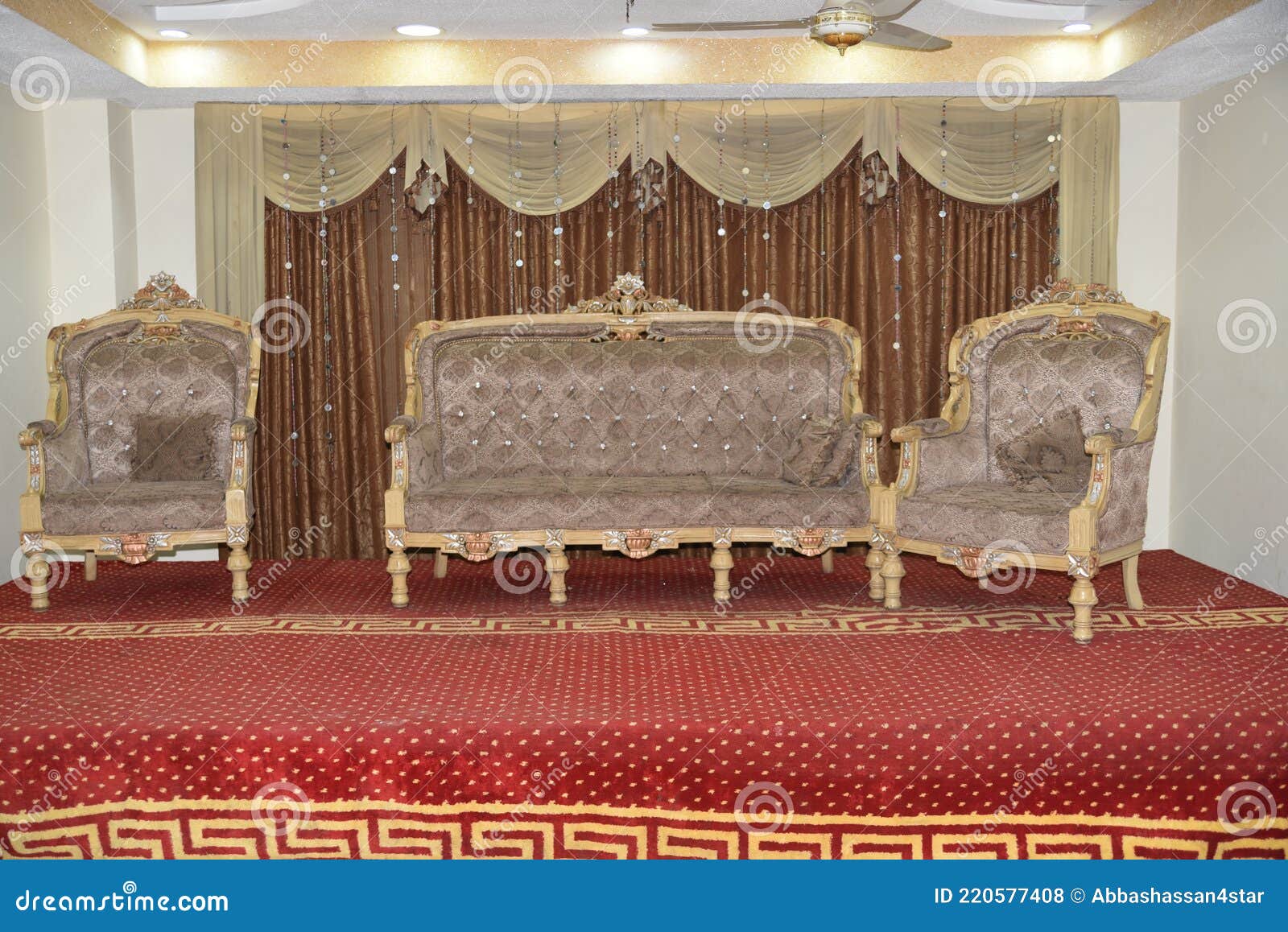 Sofa on the Stage with 2 Additional Chairs Stock Photo - Image of ...