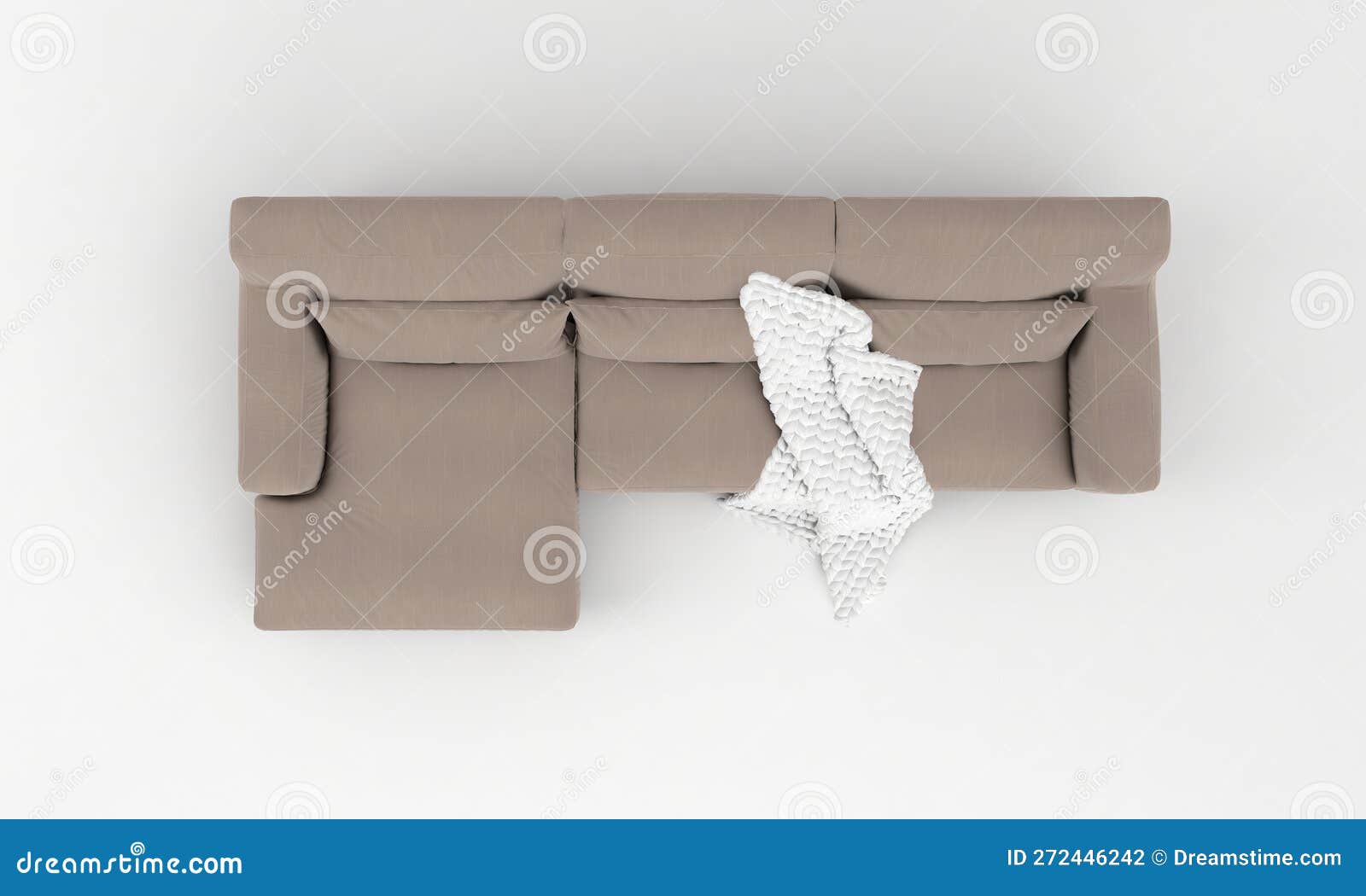 Sofa 3D Rendered Realistic Furniture Top View Stock Illustration ...