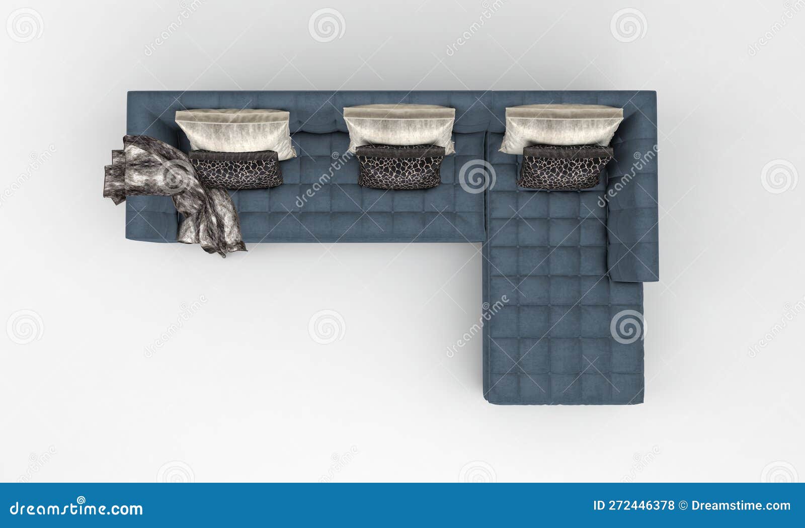 Sofa 3D Rendered Realistic Furniture Top View Stock Illustration ...