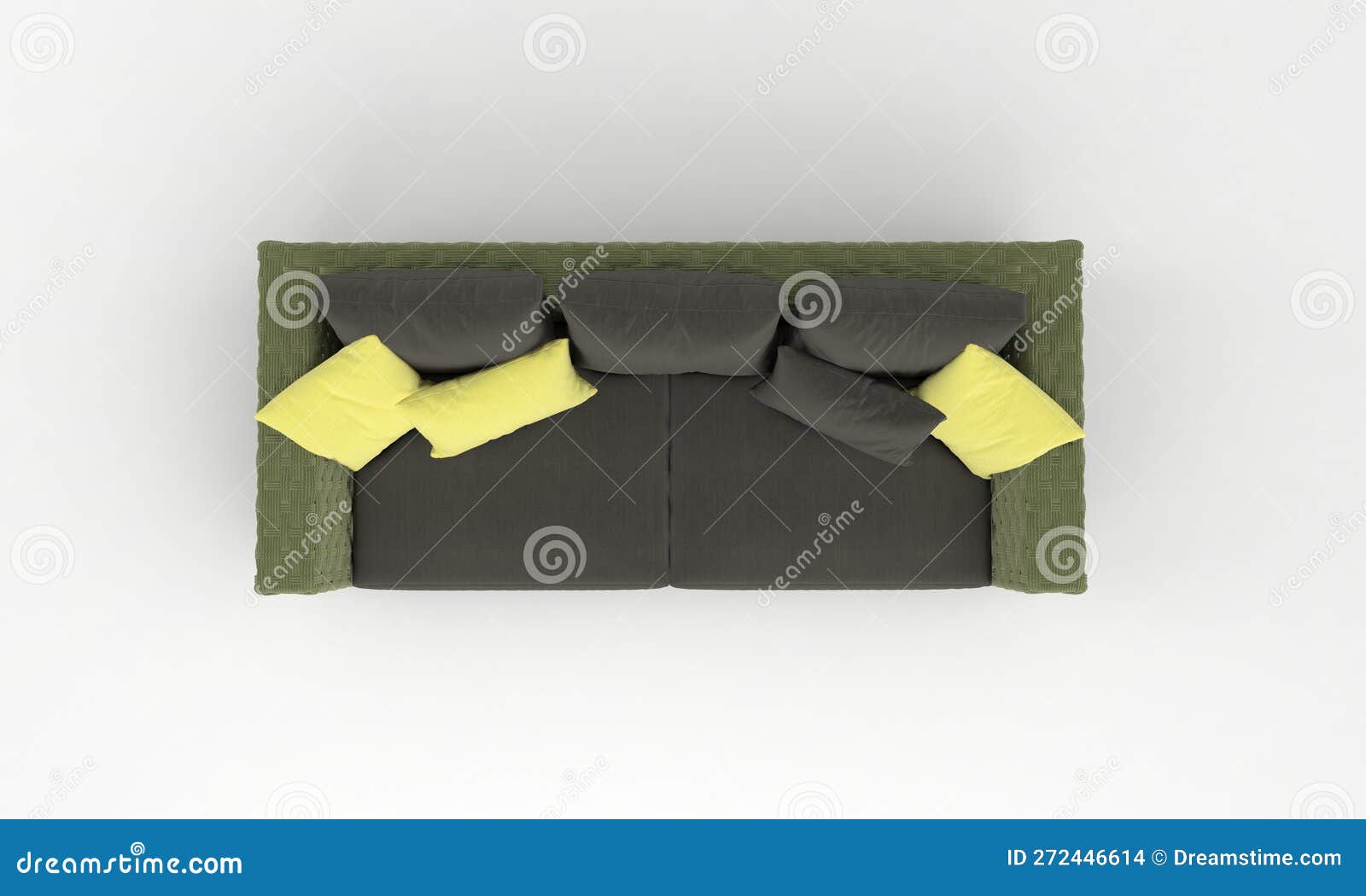 Sofa 3D Rendered Realistic Furniture Top View Stock Illustration ...