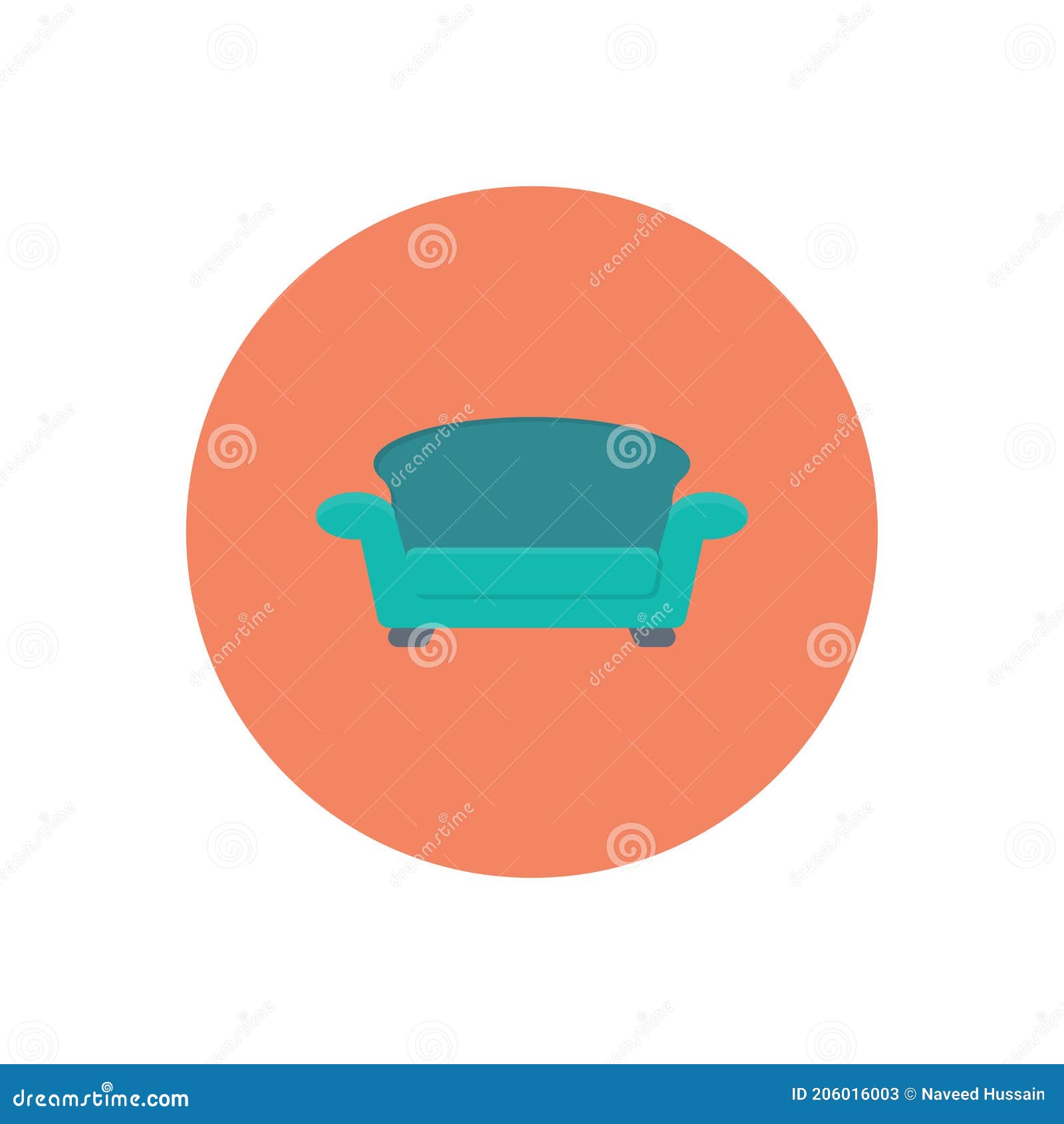 Sofa Vector Flat Colour Icon Stock Vector - Illustration of envelopment ...