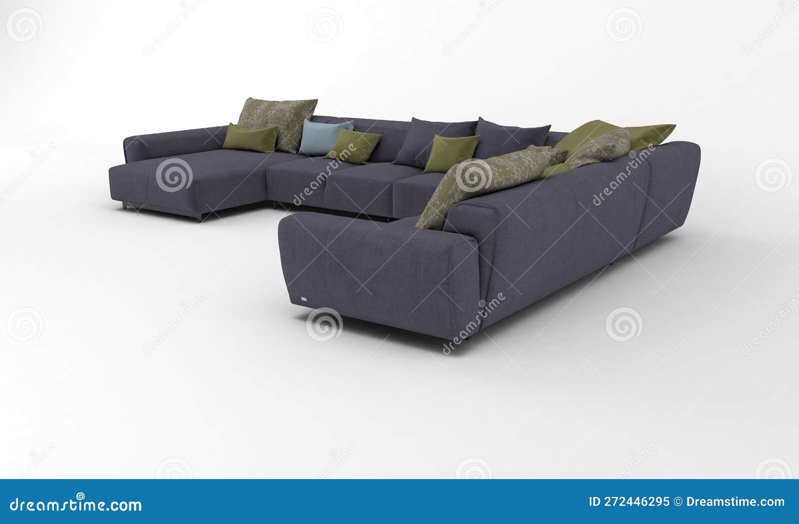 Sofa 3D Rendered Realistic Furniture Side View Stock Illustration ...