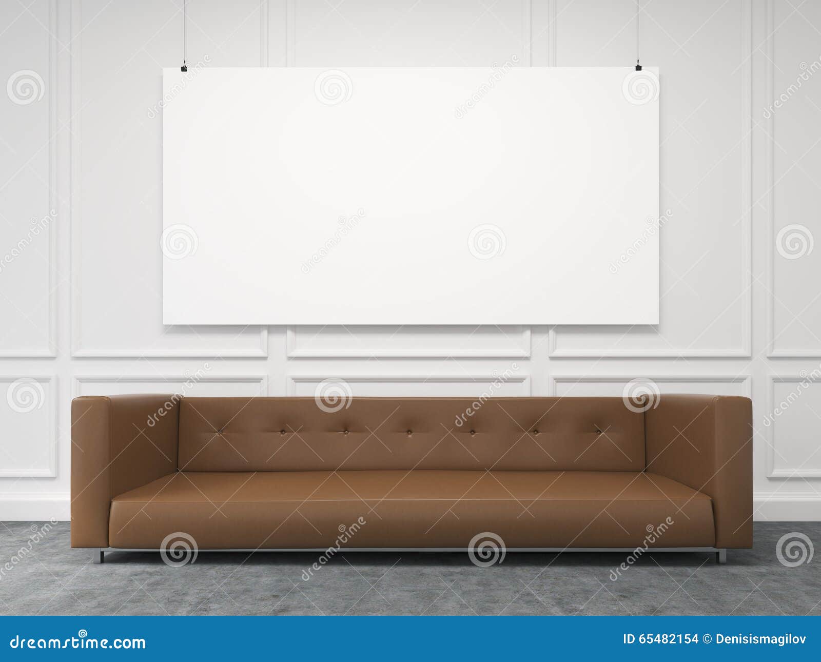 Sofa at the Wall. Front View Stock Illustration - Illustration of frame ...