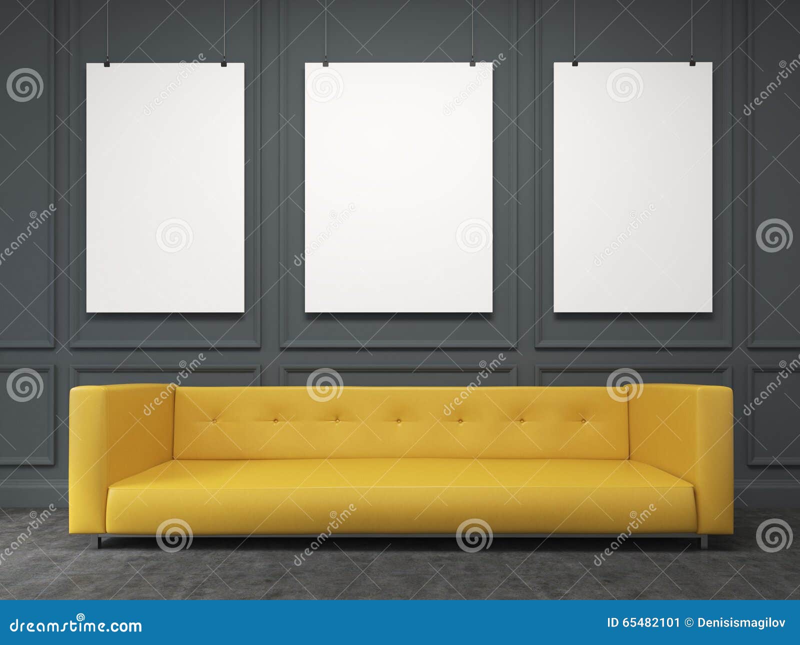 Sofa at the Wall. Front View Stock Illustration - Illustration of ...