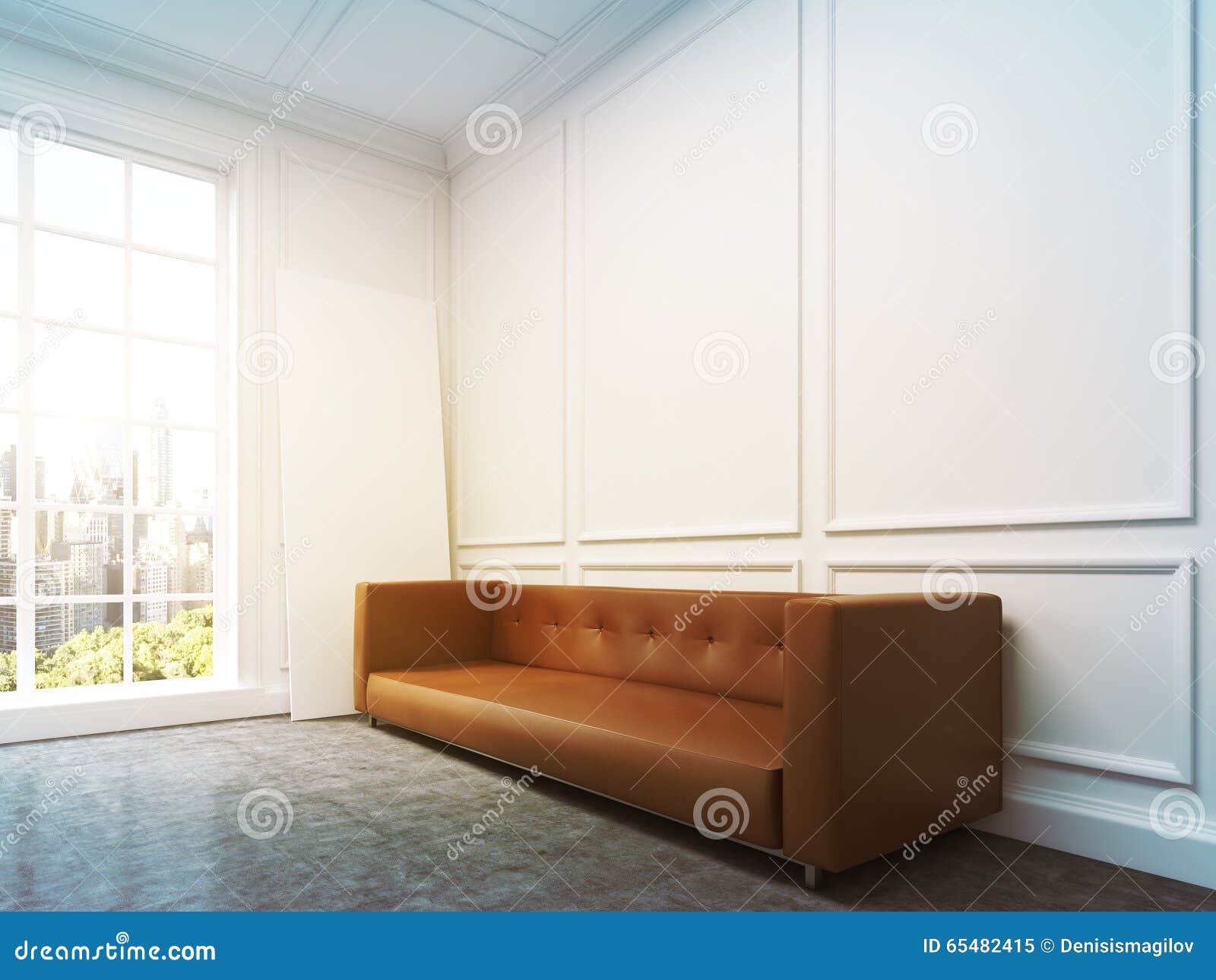 Sofa at the Wall, Side View, Window Light Stock Illustration ...