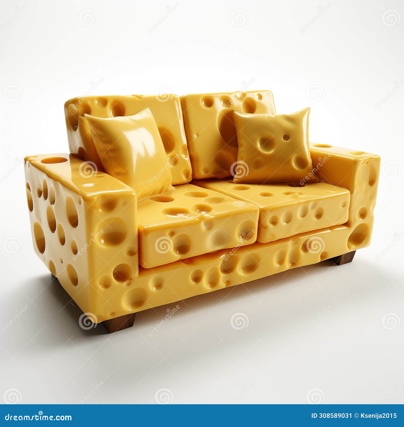 Sofa With Yellow Cheese Texture, On A White Studio Background. Original ...