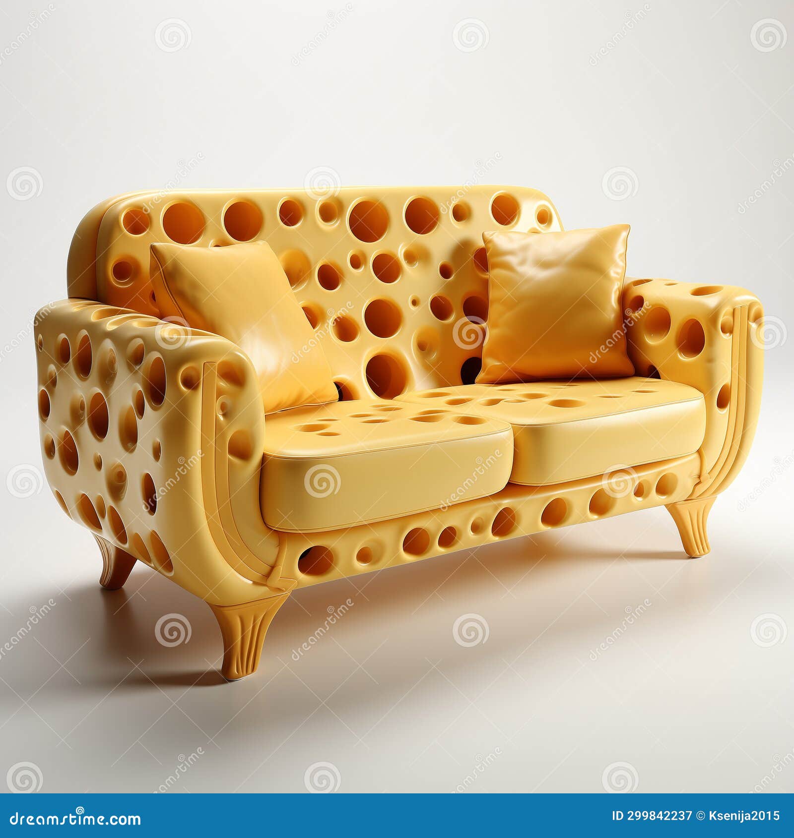 Sofa With Yellow Cheese Texture, On A White Studio Background. Original ...