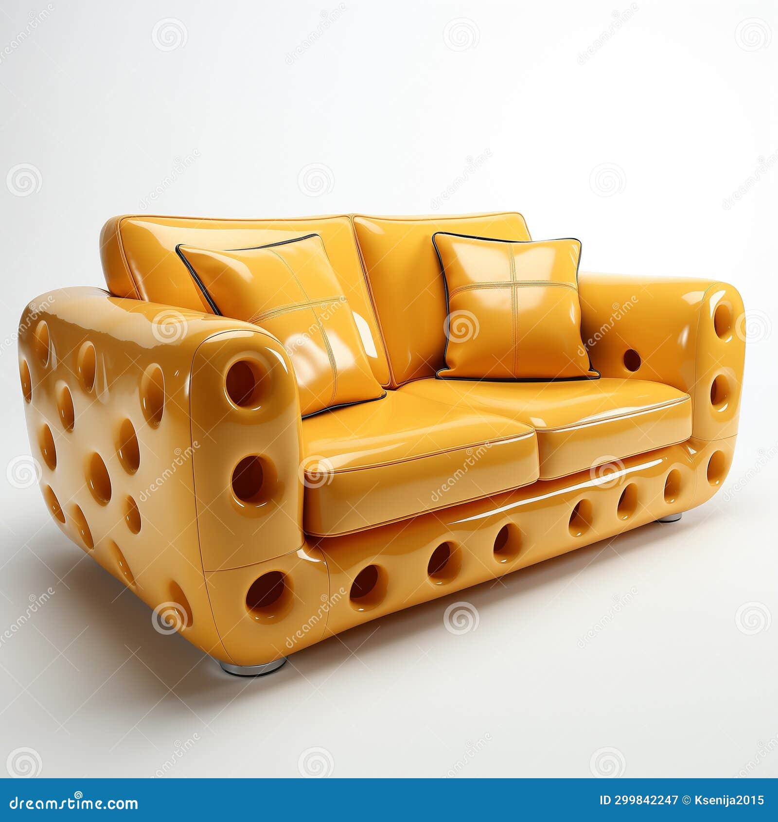 Sofa With Yellow Cheese Texture, On A White Studio Background. Original ...