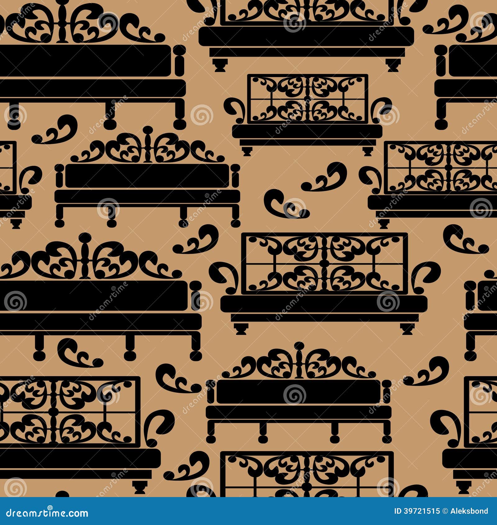 Sofas Icons on Brown Seamless Stock Vector - Illustration of interior ...