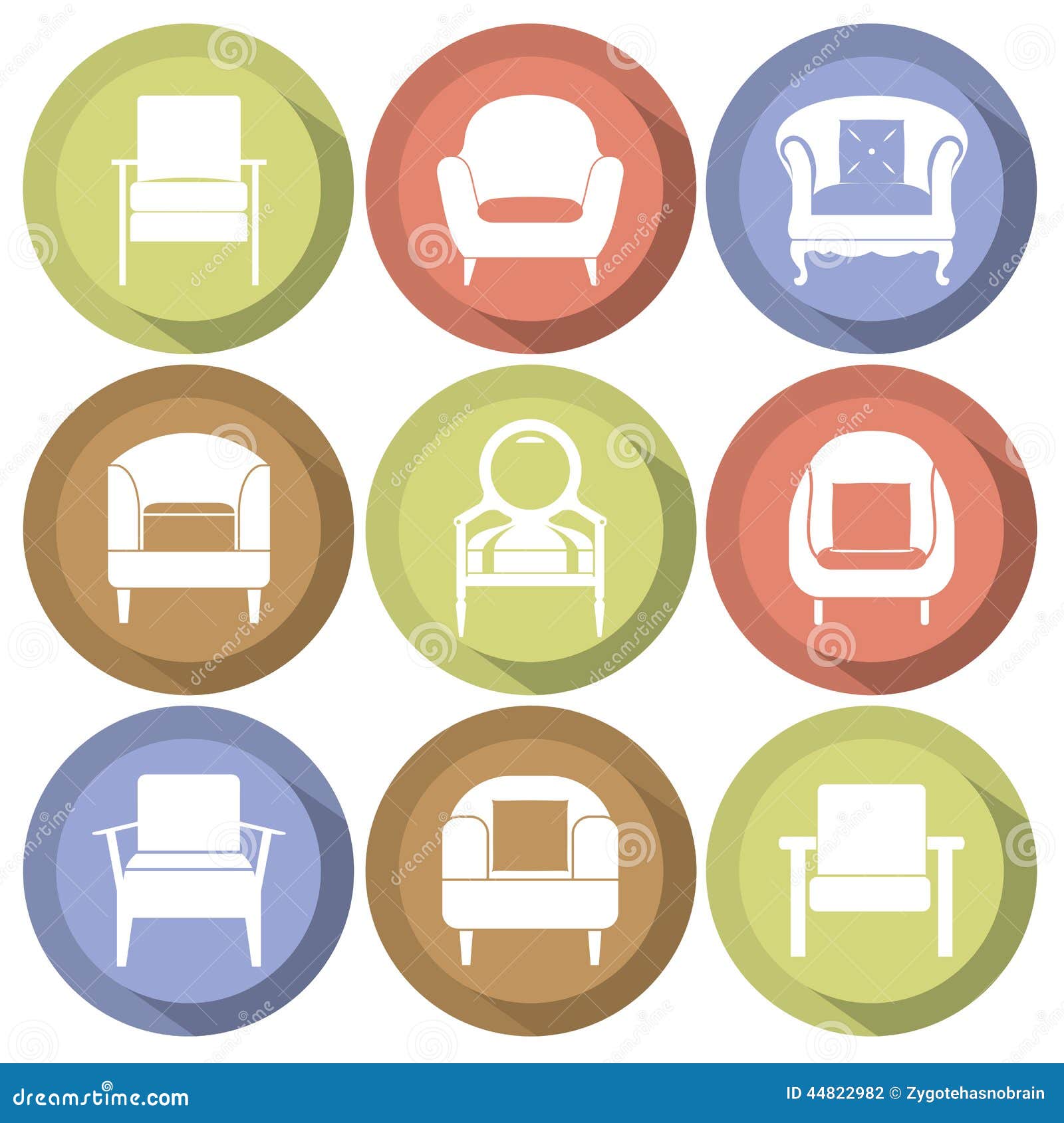 Sofas Icons Set Flat Design Stock Vector - Illustration of couch ...