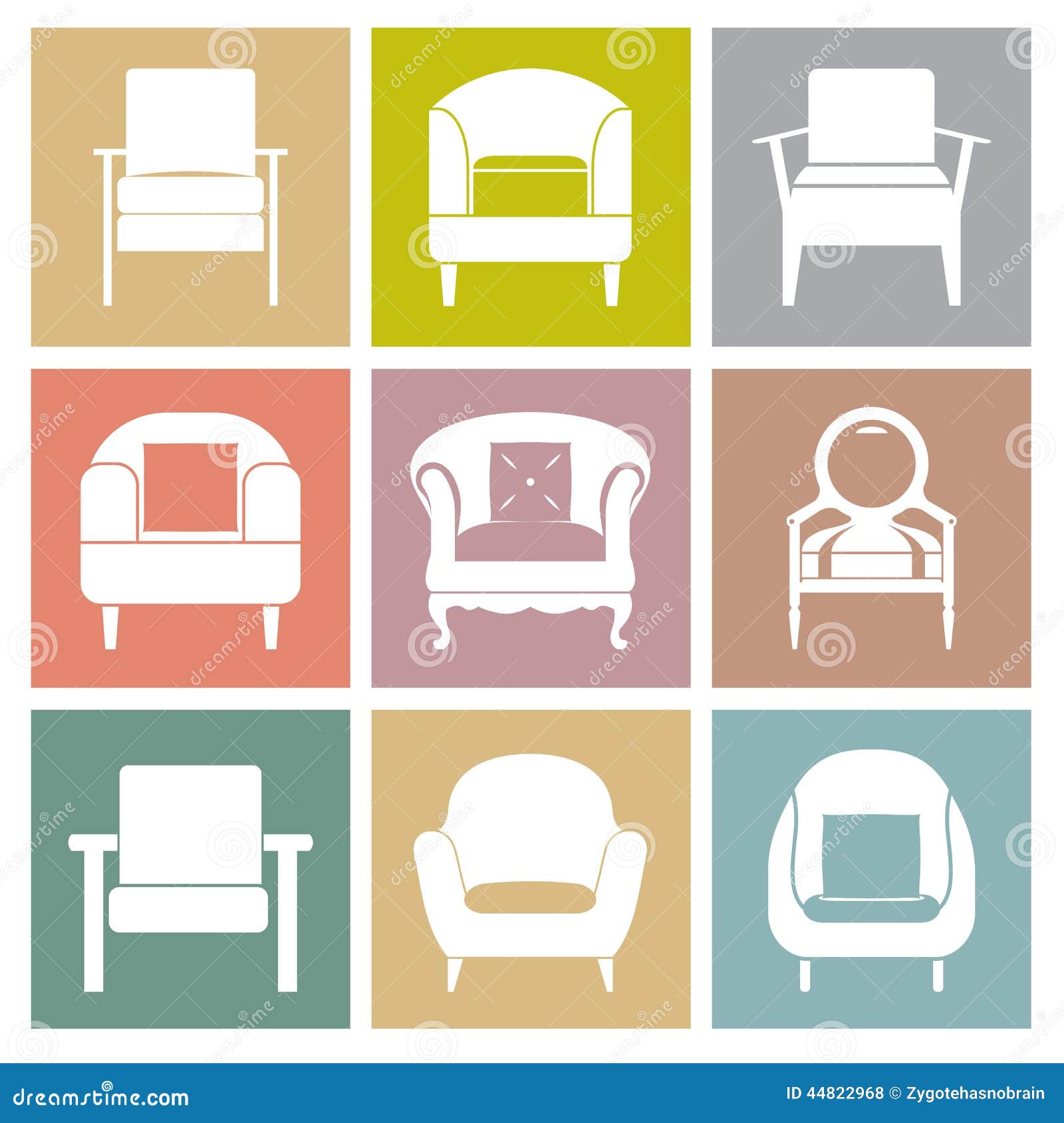 Sofas Icons Set On Square Background Vector Illustration ...