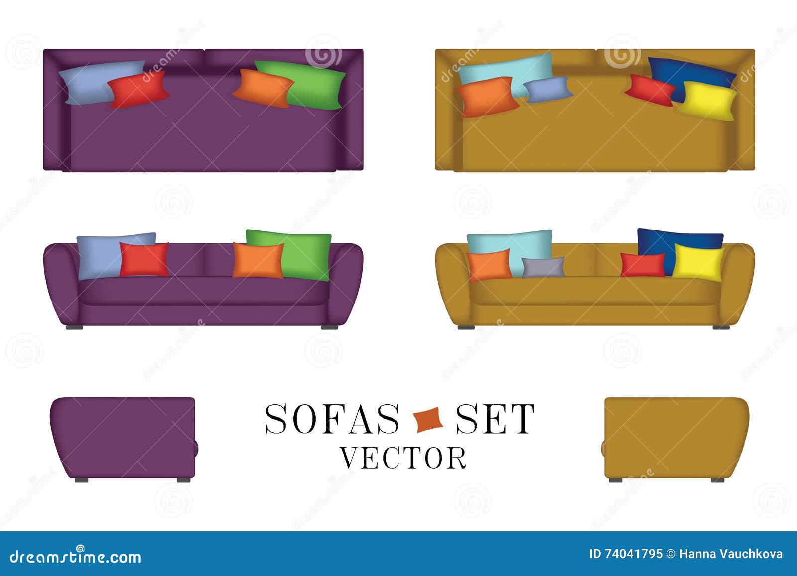 Sofas Set. Furniture for Your Interior Design. Vector Illustration. Top ...