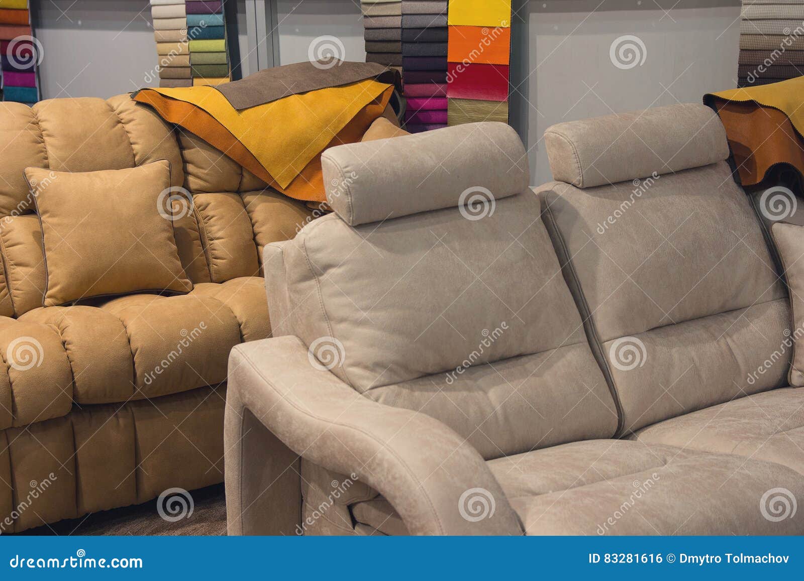 Sofas and Upholstery Samples in the Exhibition Hall Editorial Photo ...