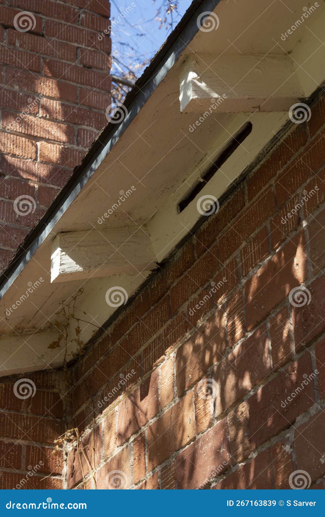 Soffit, Under Eave Attic Vent on a Brick House Stock Image - Image of ...