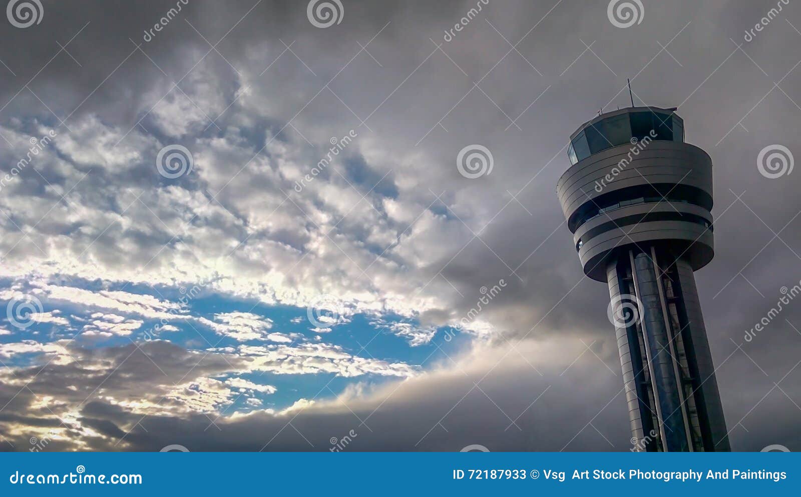 Sofia Airport Control Tower at Cloudy Sky Stock Image - Image of ...