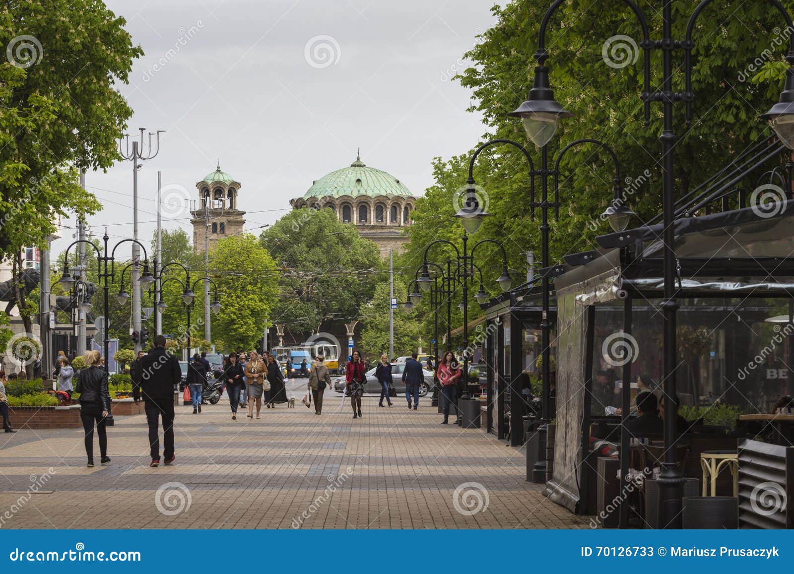 SOFIA BULGARIA APRIL 14 : Street Scene of Downtown City of Sofia ...