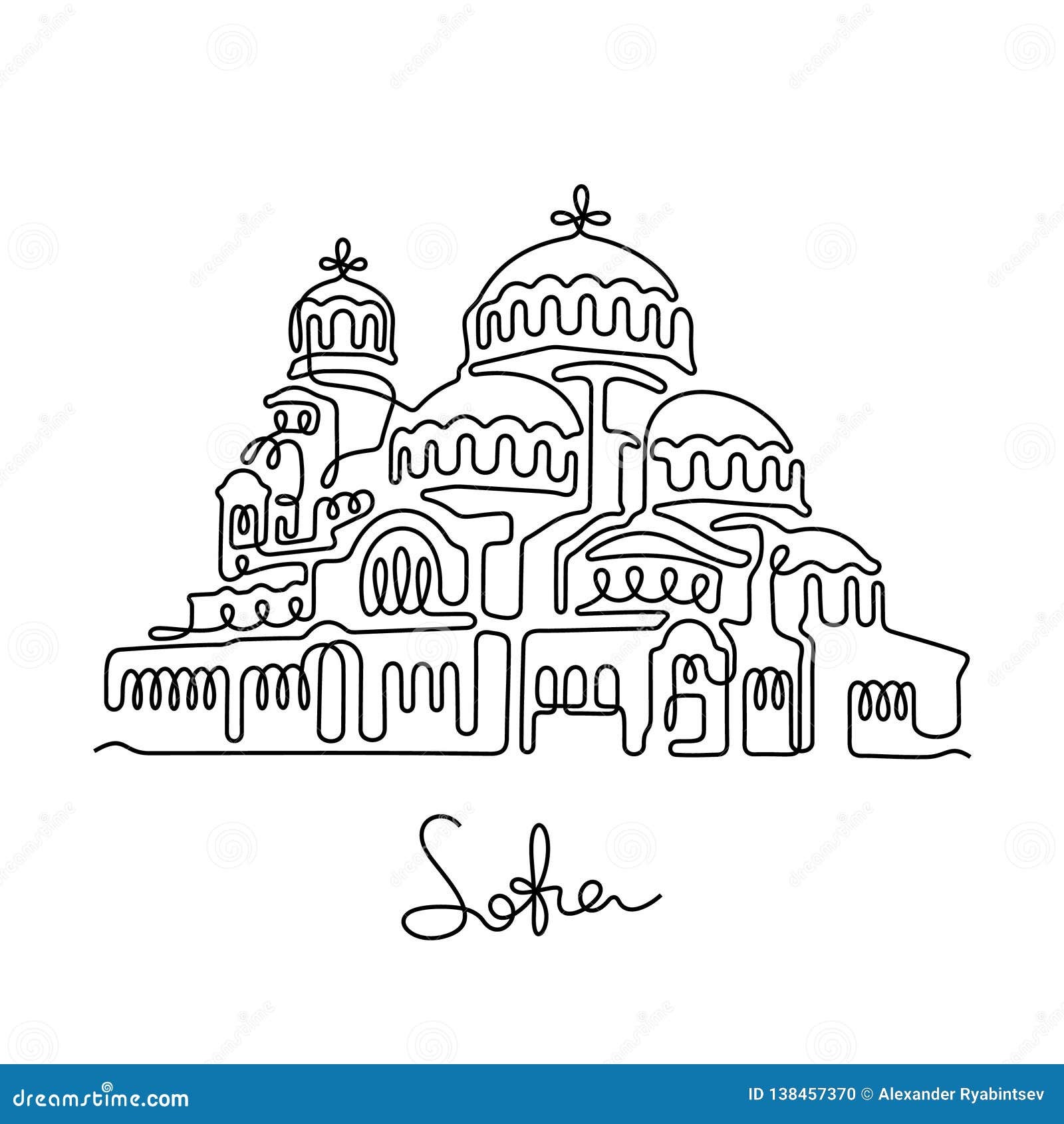 Sofia, Bulgaria Continuous Line Vector Illustration Stock Vector ...
